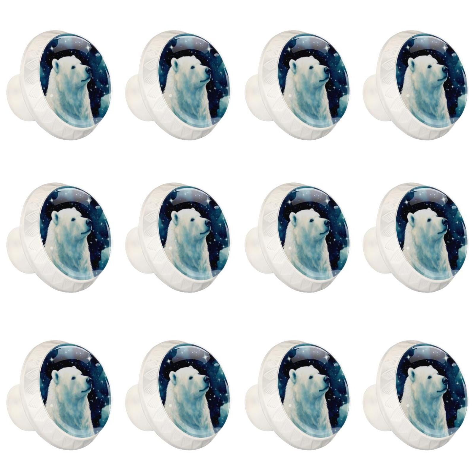 Starry Polar Bear 12 Pcs White Round Drawer Pulls with Screws,ABS and ...