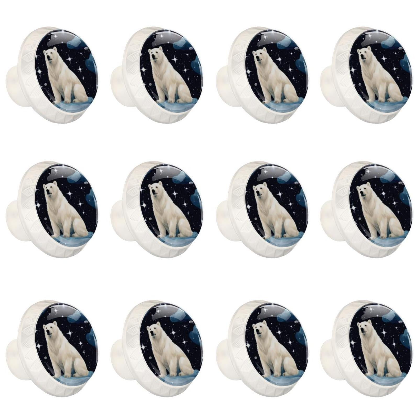 Starry Polar Bear 12 Pcs White Round Drawer Pulls with Screws,ABS and ...