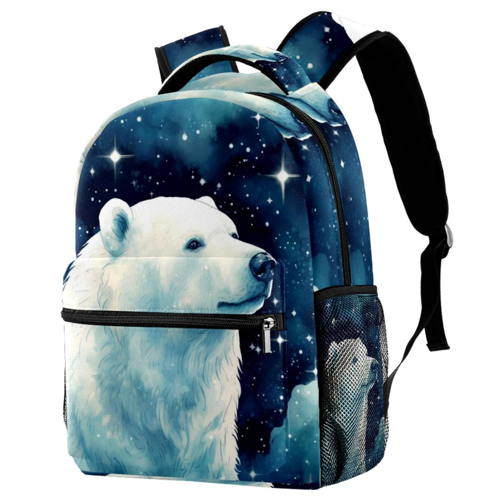 Starry Polar Bear Backpack Travel Rucksack School Bags for Students ...