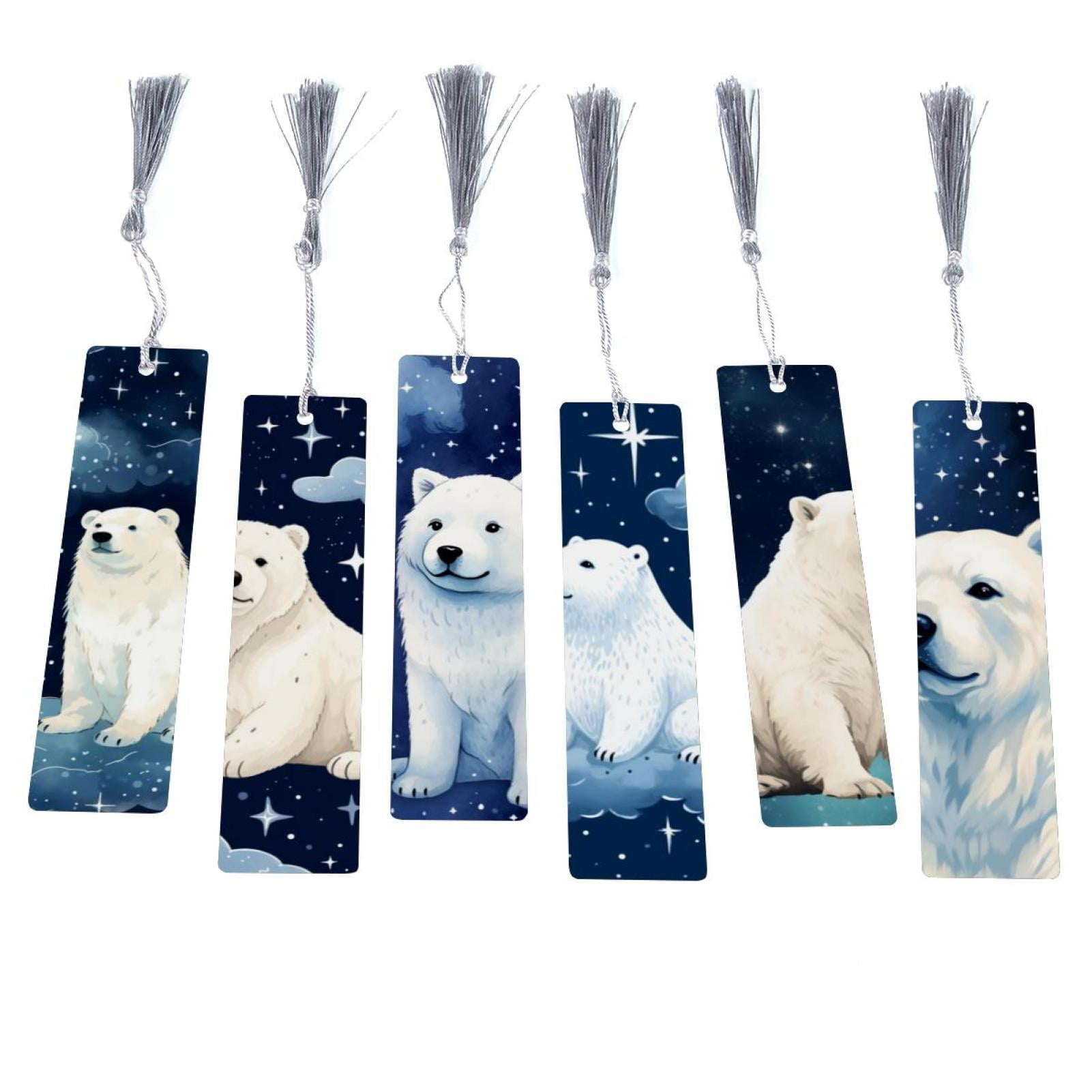 Starry Polar Bear Bookmarks for Women Teachers Book Lovers Men Metal ...