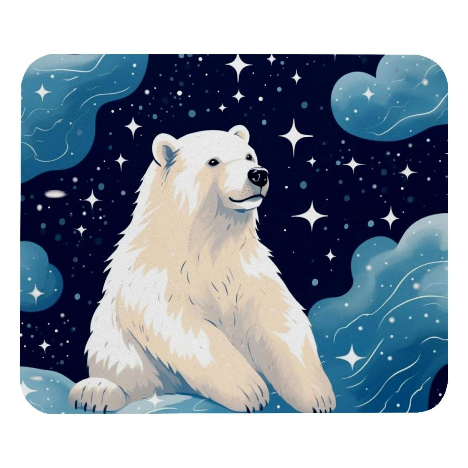 Starry Polar Bear Computer Mouse Pad,Rubber Mouse Mat for Gaming ...