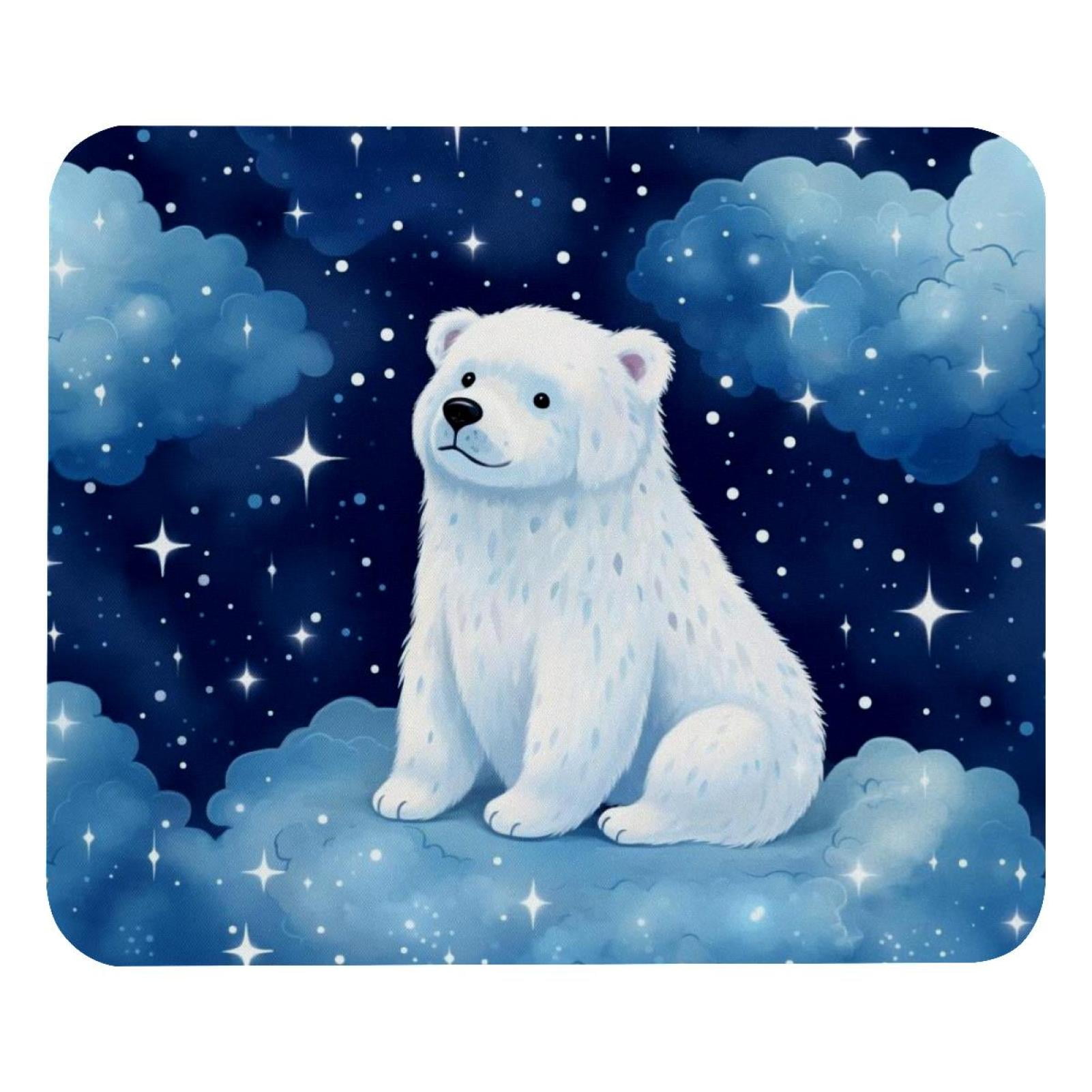 Starry Polar Bear Computer Mouse Pad,Rubber Mouse Mat for Gaming ...