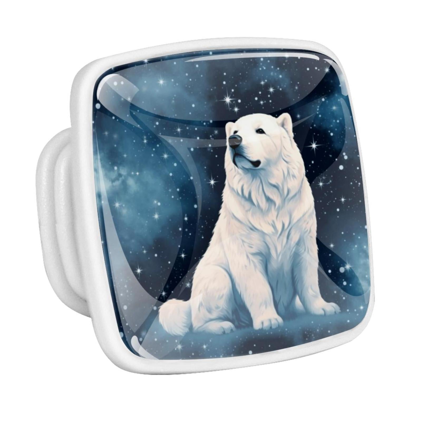 Starry Polar Bear Fluorescent Drawer Pulls with Screws Square 4-Pack ...
