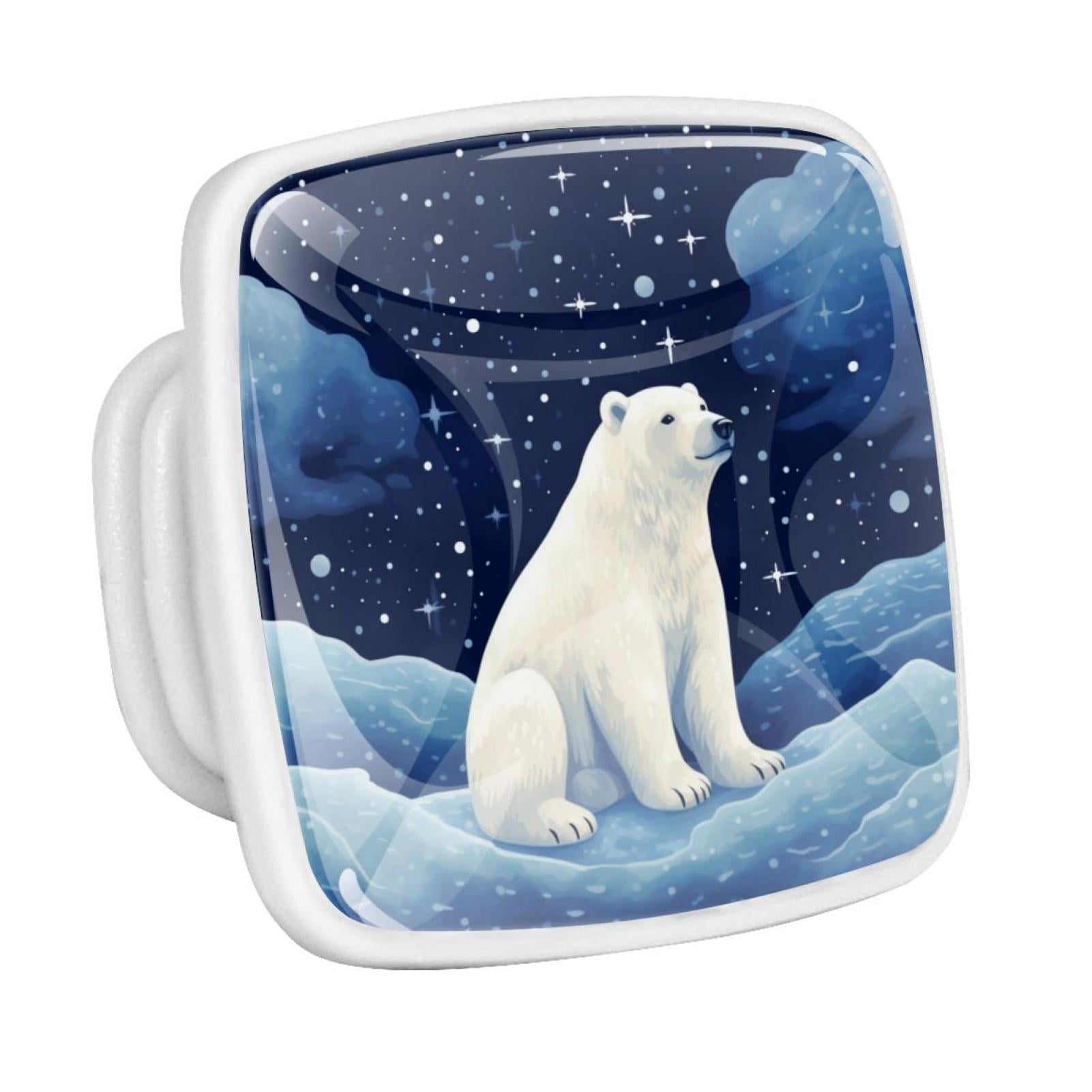 Starry Polar Bear Fluorescent Drawer Pulls with Screws Square 4-Pack ...