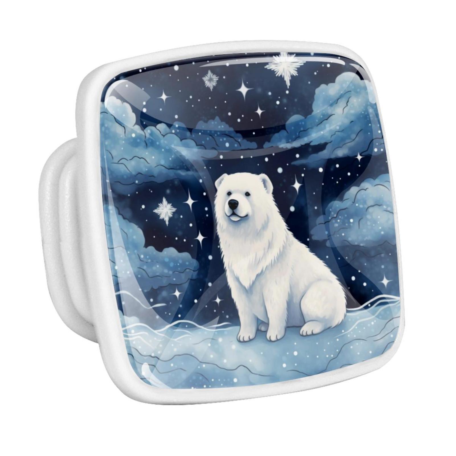 Starry Polar Bear Fluorescent Drawer Pulls with Screws Square 4-Pack ...