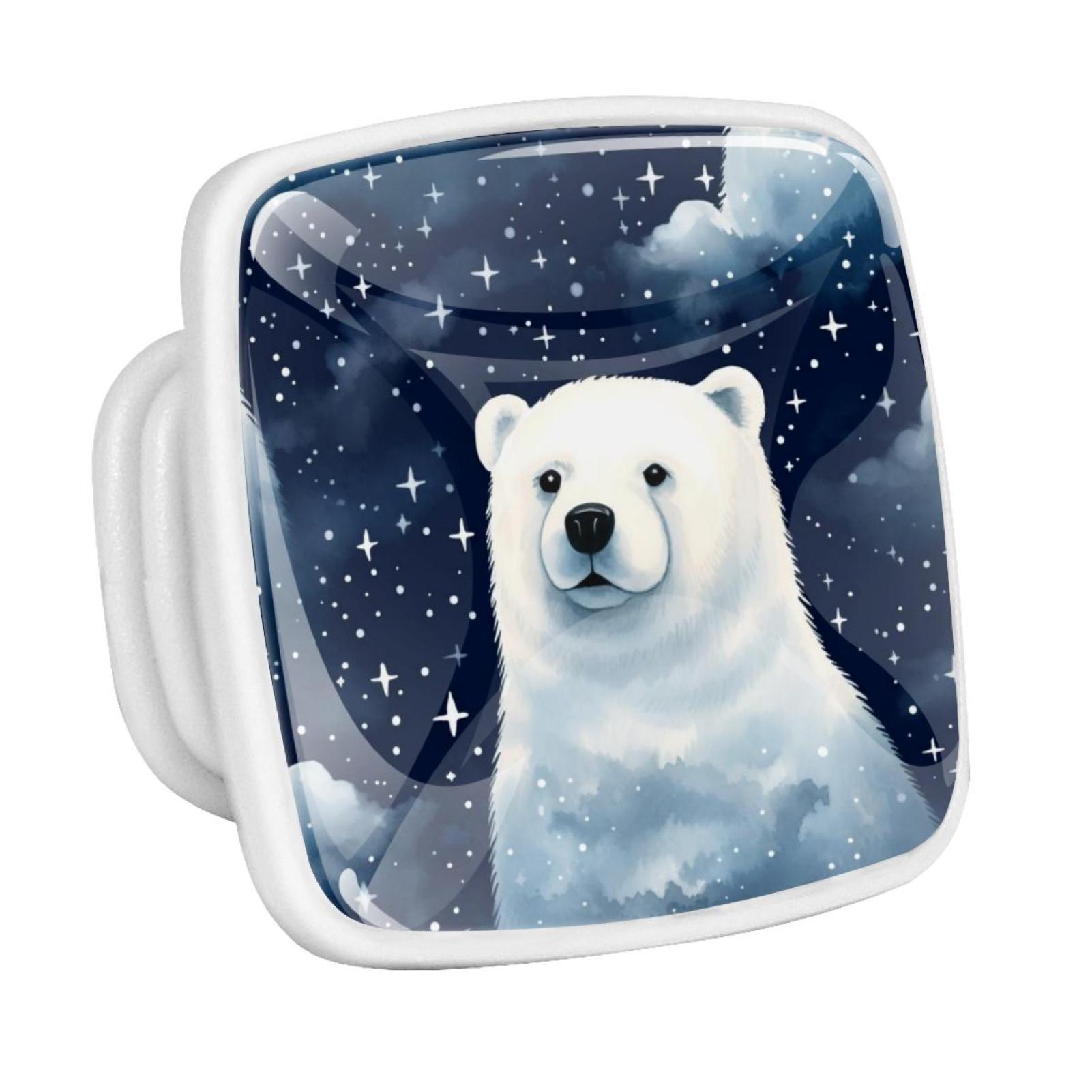 Starry Polar Bear Fluorescent Drawer Pulls with Screws Square 4-Pack ...