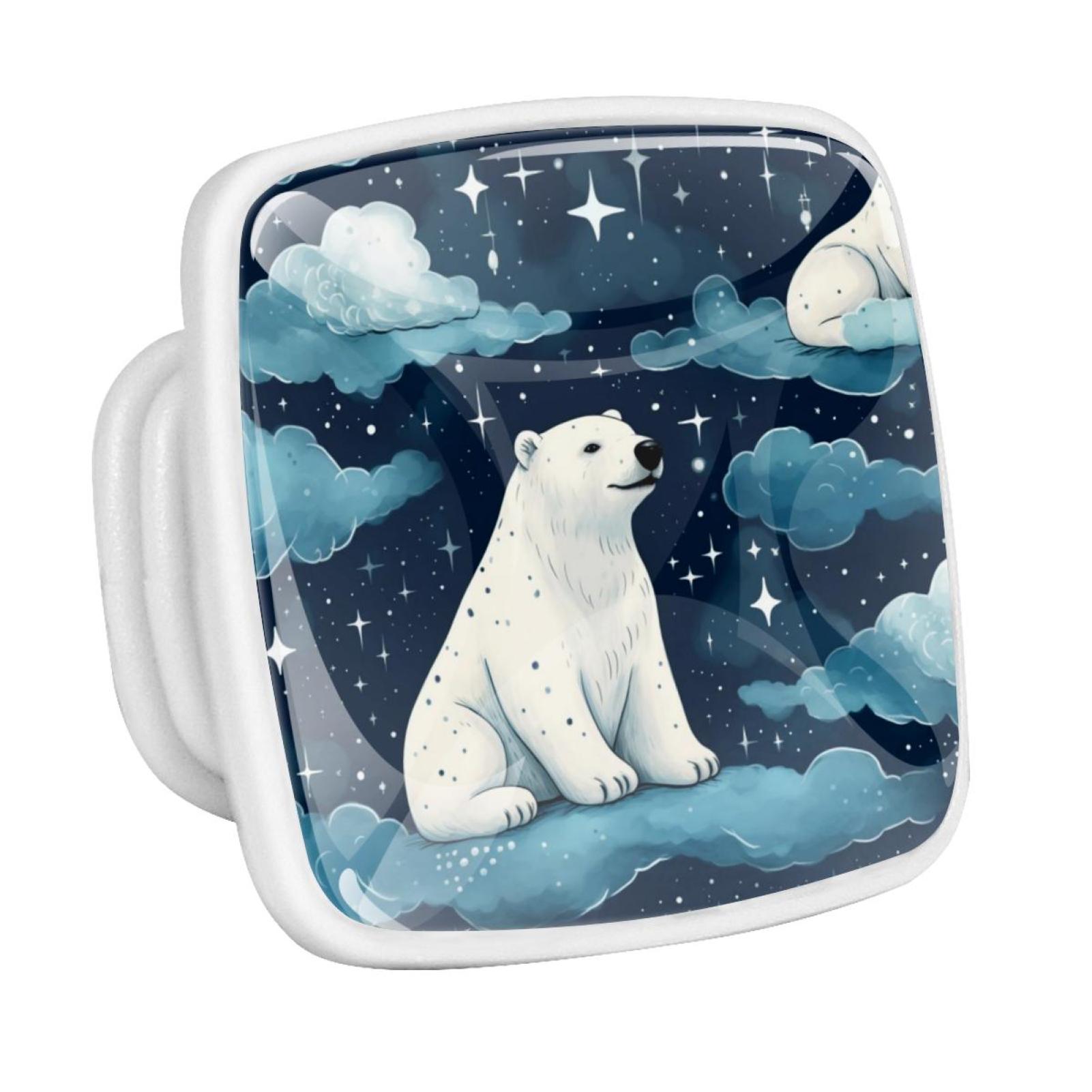 Starry Polar Bear Fluorescent Drawer Pulls with Screws Square 4-Pack ...