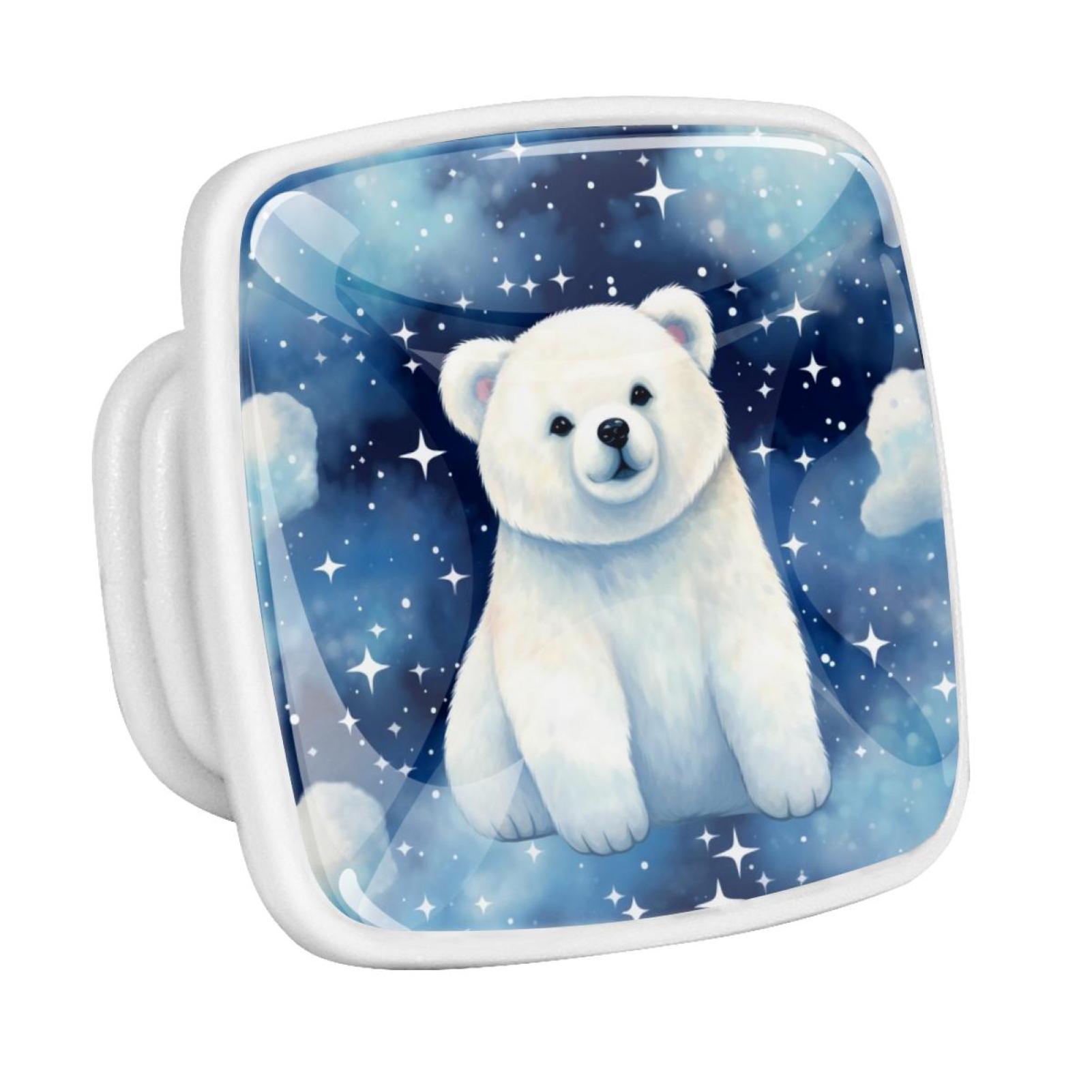 Starry Polar Bear Fluorescent Drawer Pulls with Screws Square 4-Pack ...