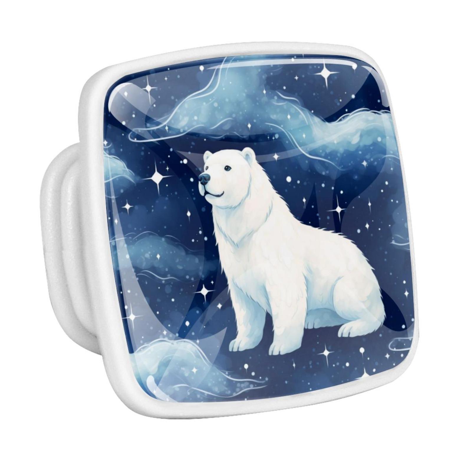 Starry Polar Bear Fluorescent Drawer Pulls with Screws Square 4-Pack ...