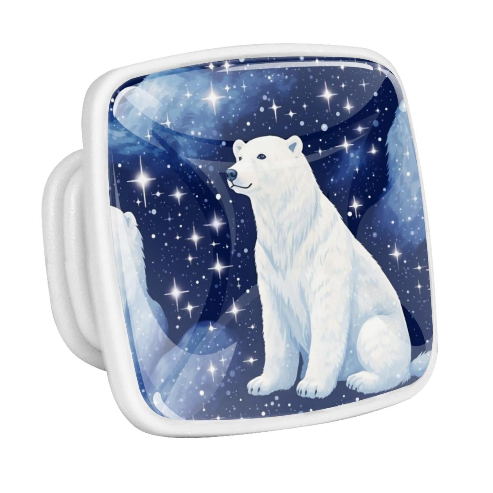 Starry Polar Bear Fluorescent Drawer Pulls with Screws Square 4-Pack ...