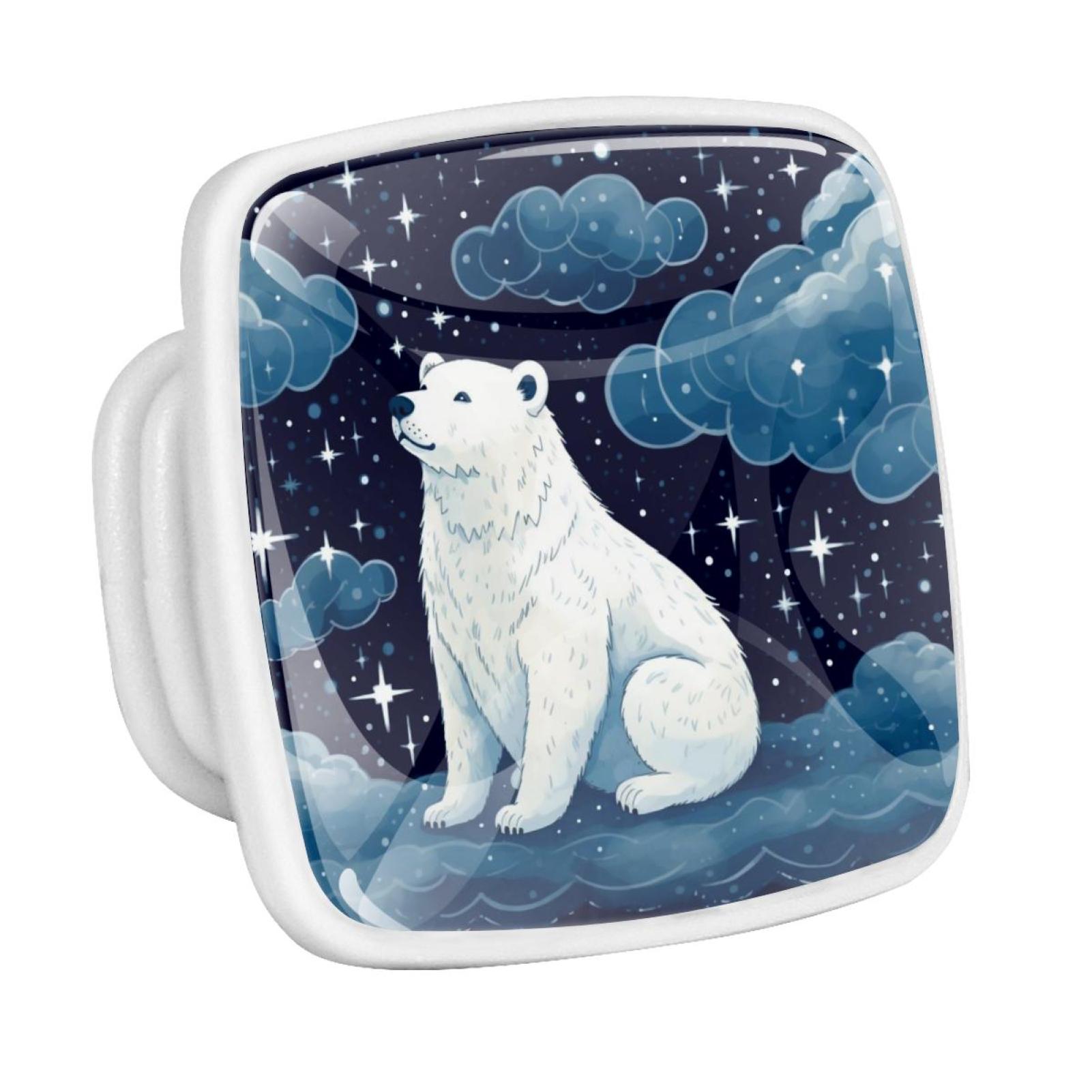 Starry Polar Bear Fluorescent Drawer Pulls with Screws Square 4-Pack ...