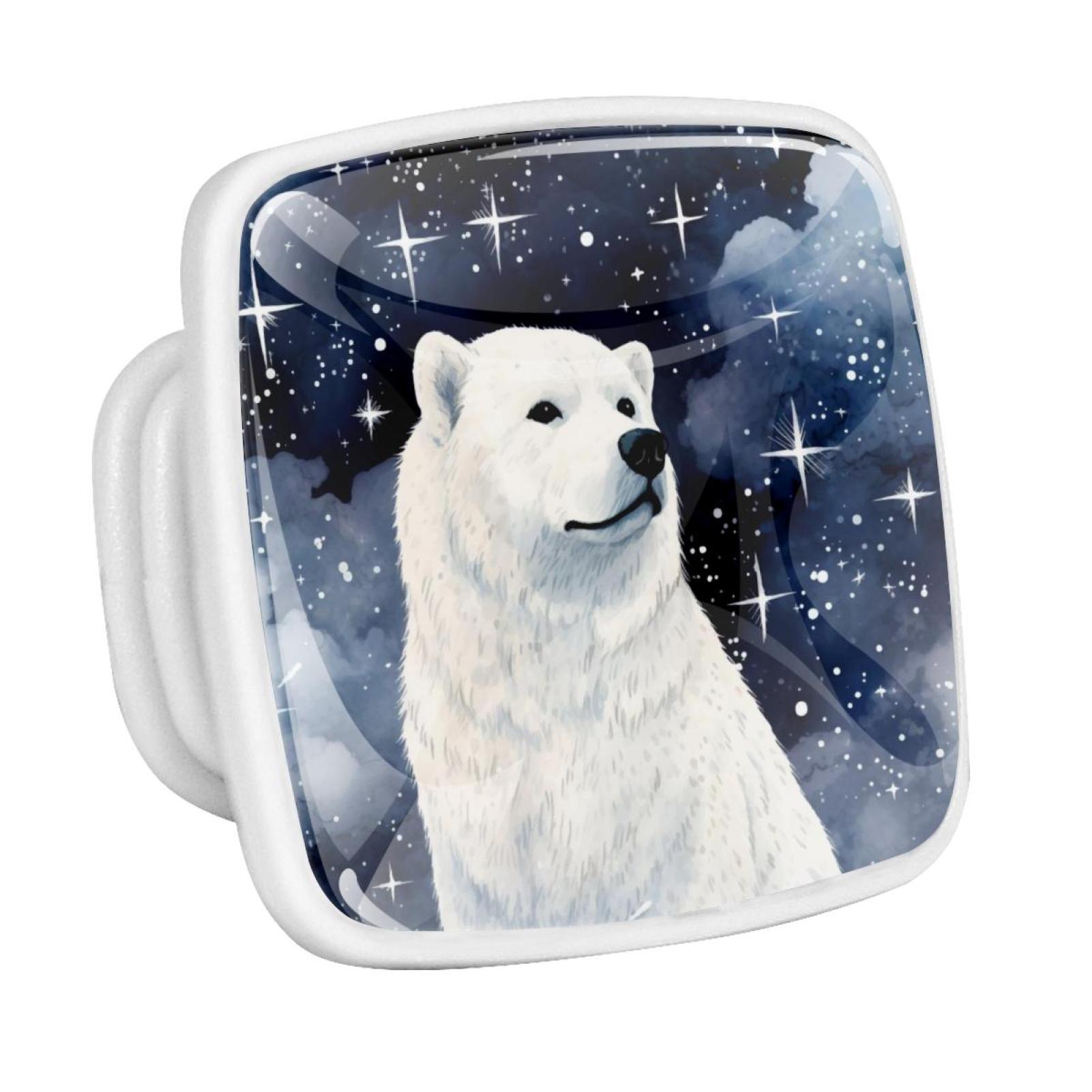 Starry Polar Bear Fluorescent Drawer Pulls with Screws Square 4-Pack ...