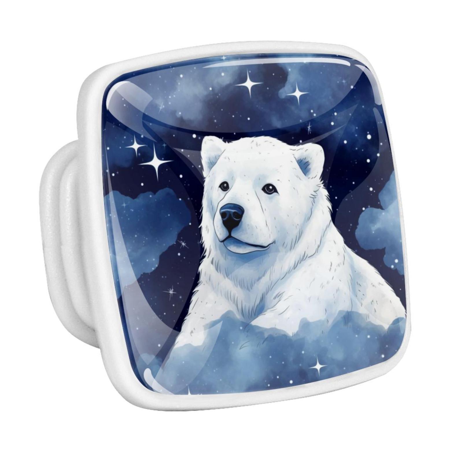 Starry Polar Bear Fluorescent Drawer Pulls with Screws Square 4-Pack ...