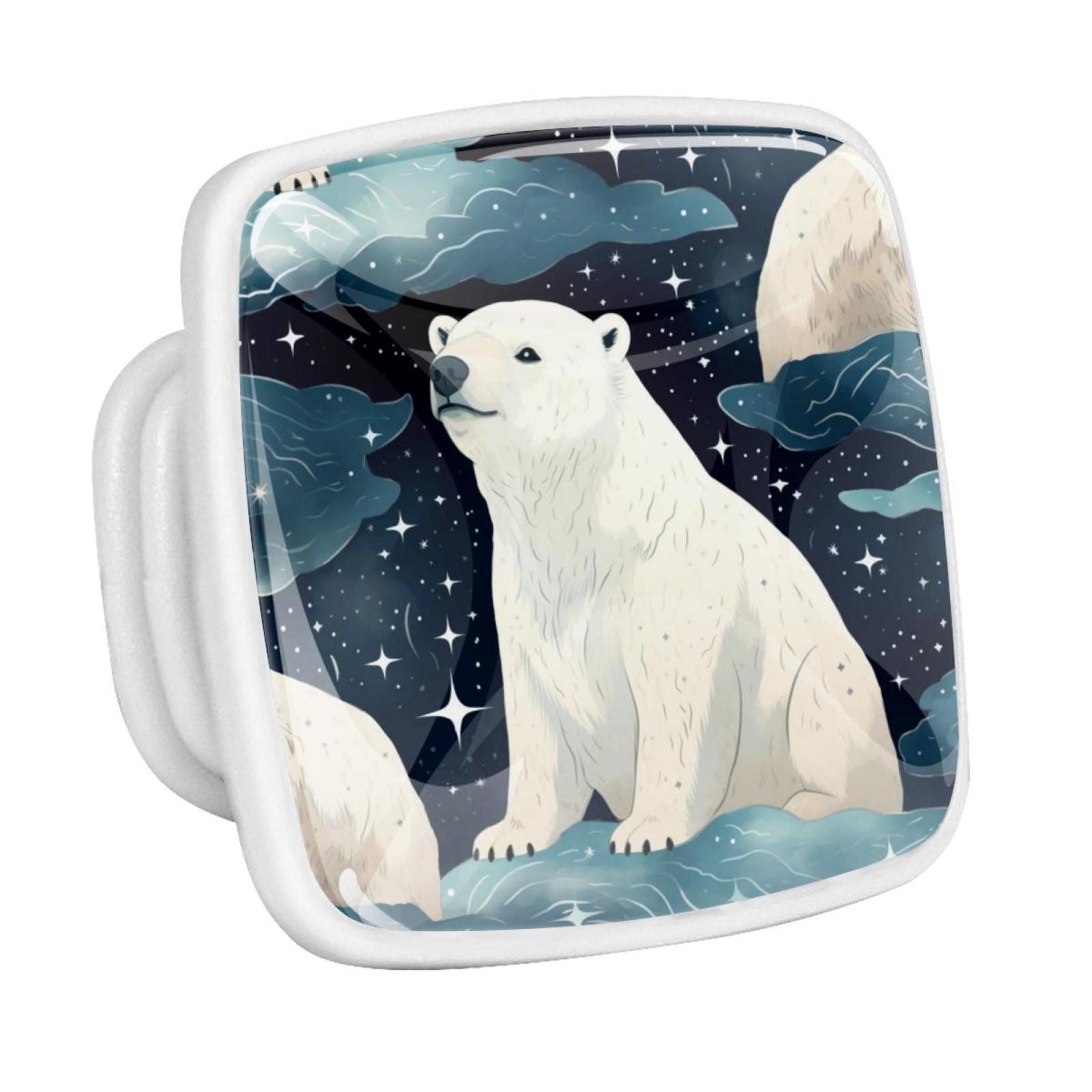 Starry Polar Bear Fluorescent Drawer Pulls with Screws Square 4-Pack ...
