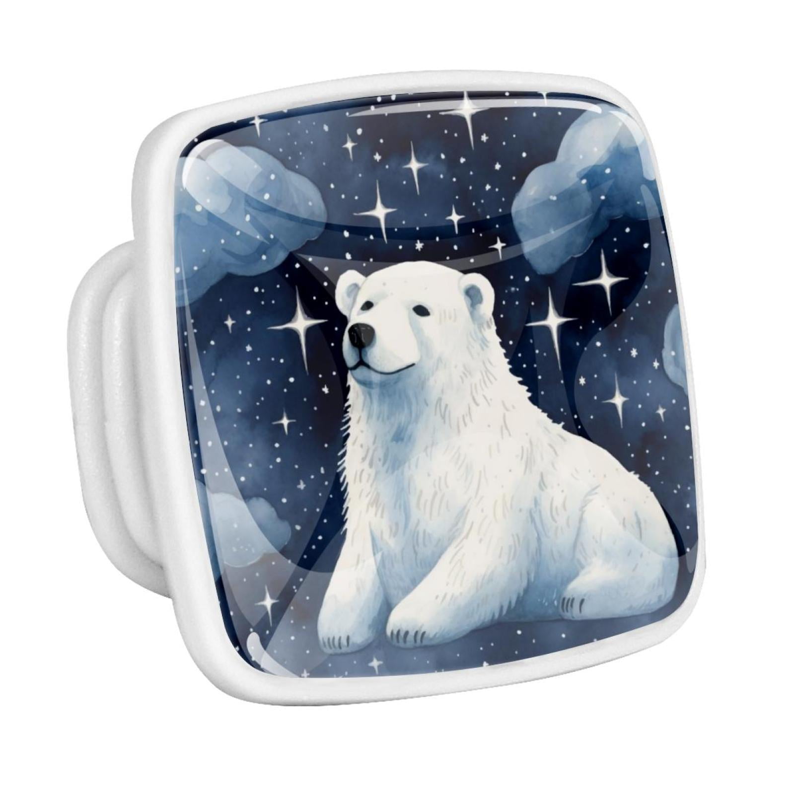 Starry Polar Bear Fluorescent Drawer Pulls with Screws Square 4-Pack ...