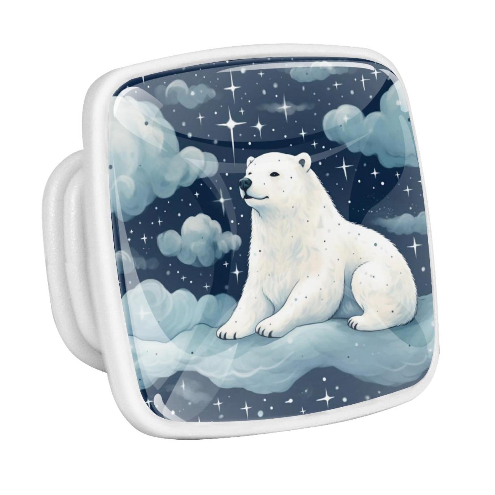 Starry Polar Bear Fluorescent Drawer Pulls with Screws Square 4-Pack ...