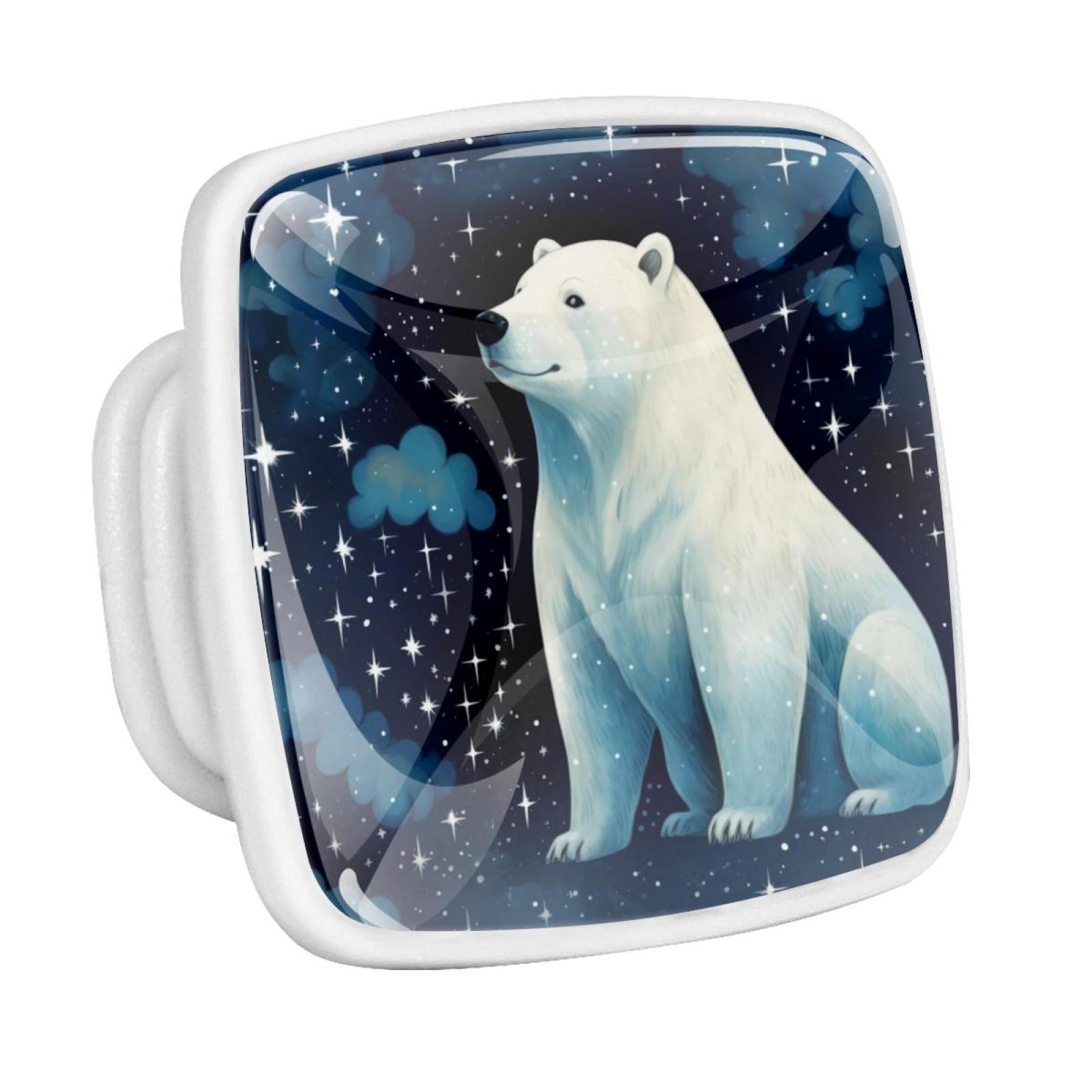 Starry Polar Bear Fluorescent Drawer Pulls with Screws Square 4-Pack ...