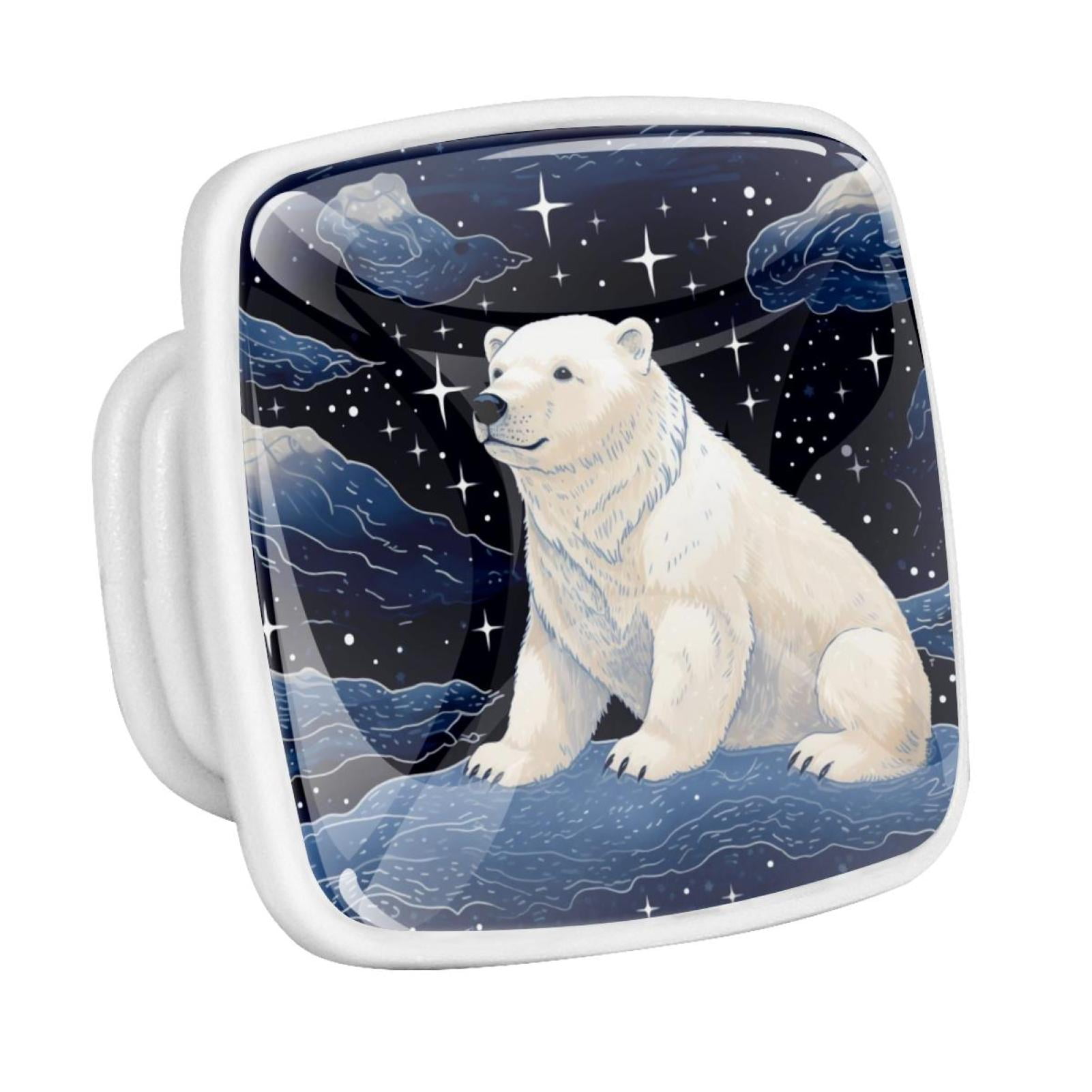 Starry Polar Bear Fluorescent Drawer Pulls with Screws Square 4-Pack ...