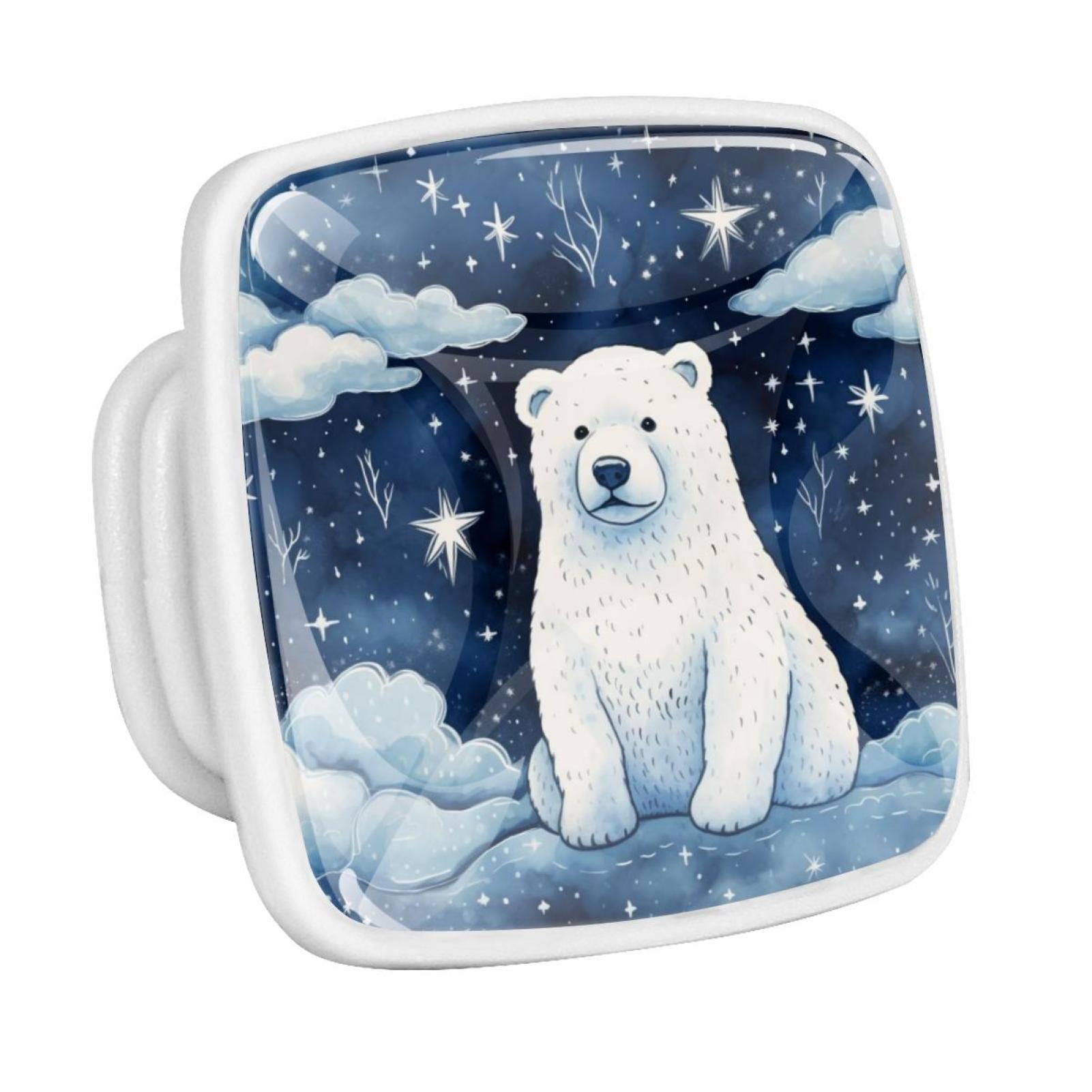 Starry Polar Bear Fluorescent Drawer Pulls with Screws Square 4-Pack ...
