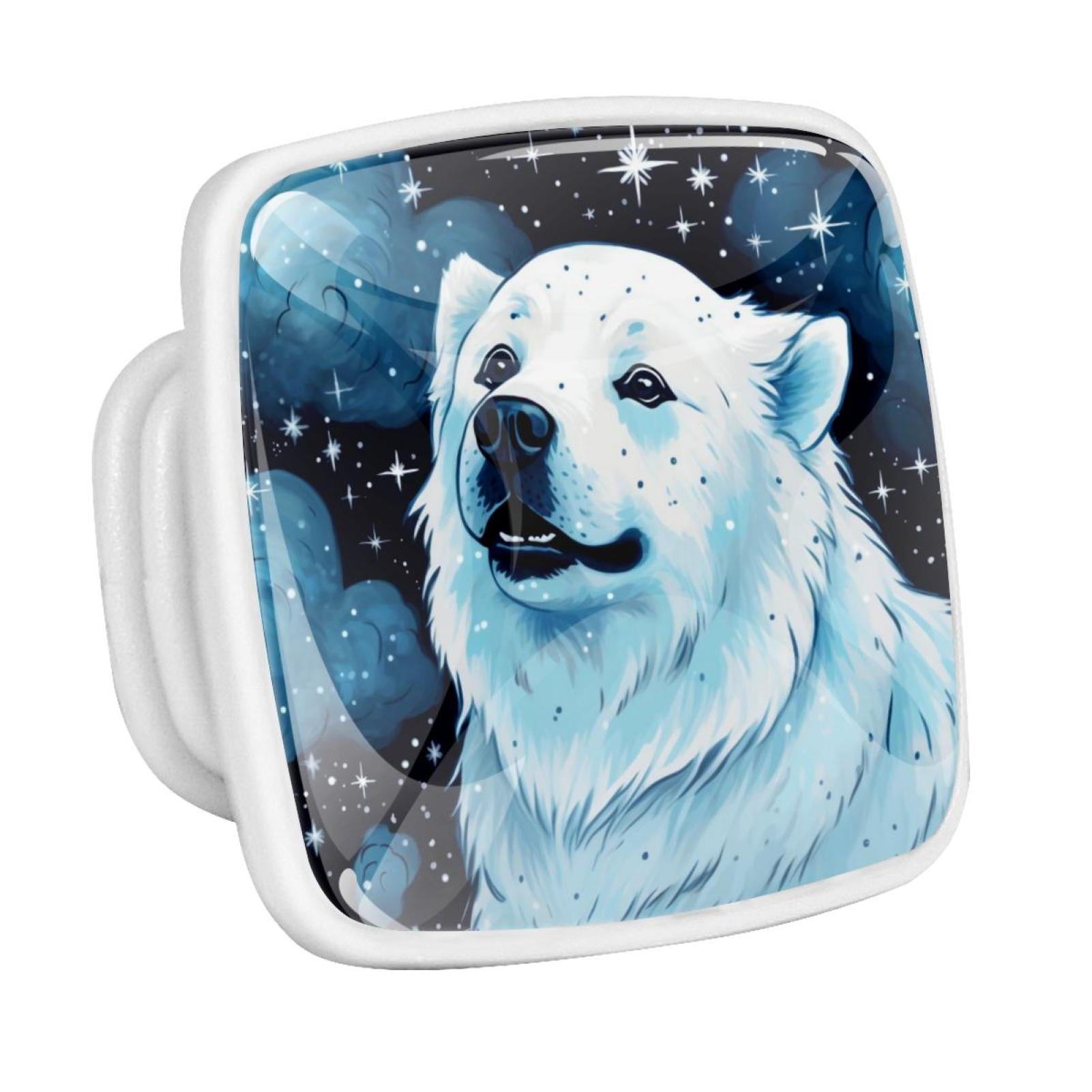 Starry Polar Bear Fluorescent Drawer Pulls with Screws Square 4-Pack ...