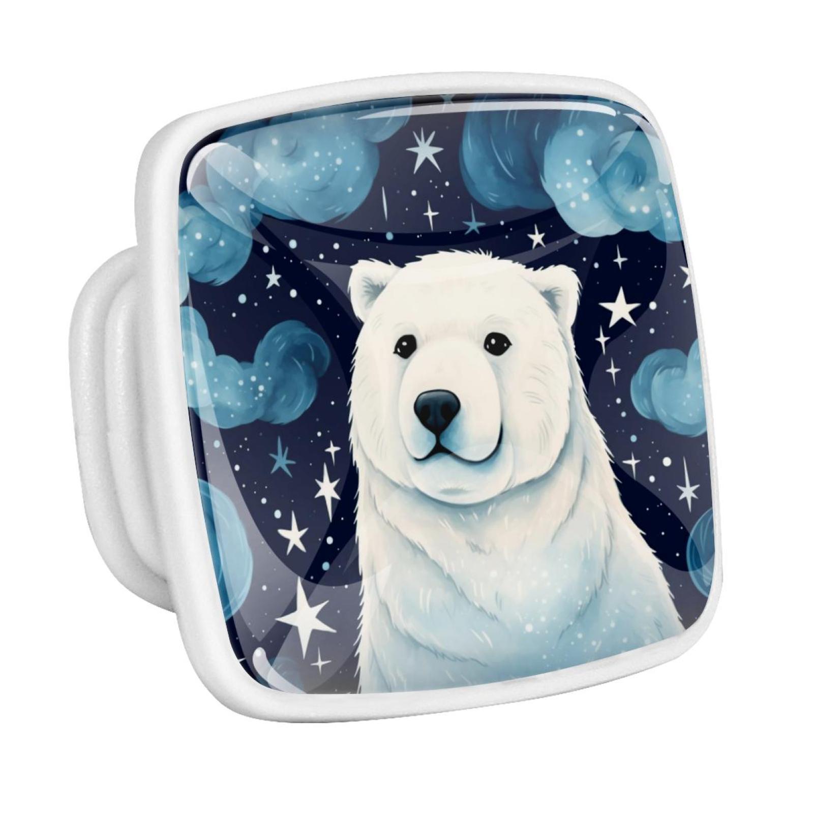 Starry Polar Bear Fluorescent Drawer Pulls with Screws Square 4-Pack ...