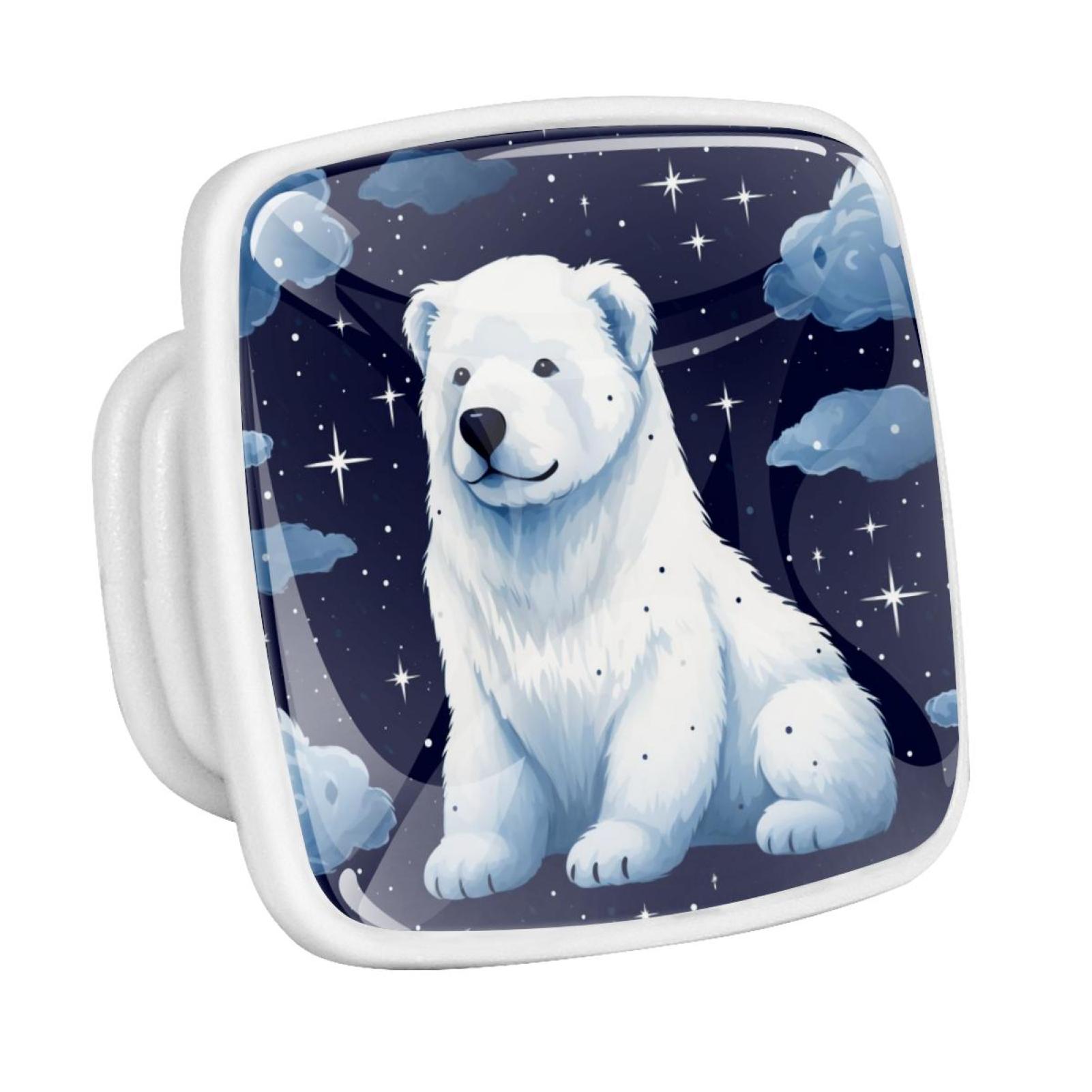 Starry Polar Bear Fluorescent Drawer Pulls with Screws Square 4-Pack ...