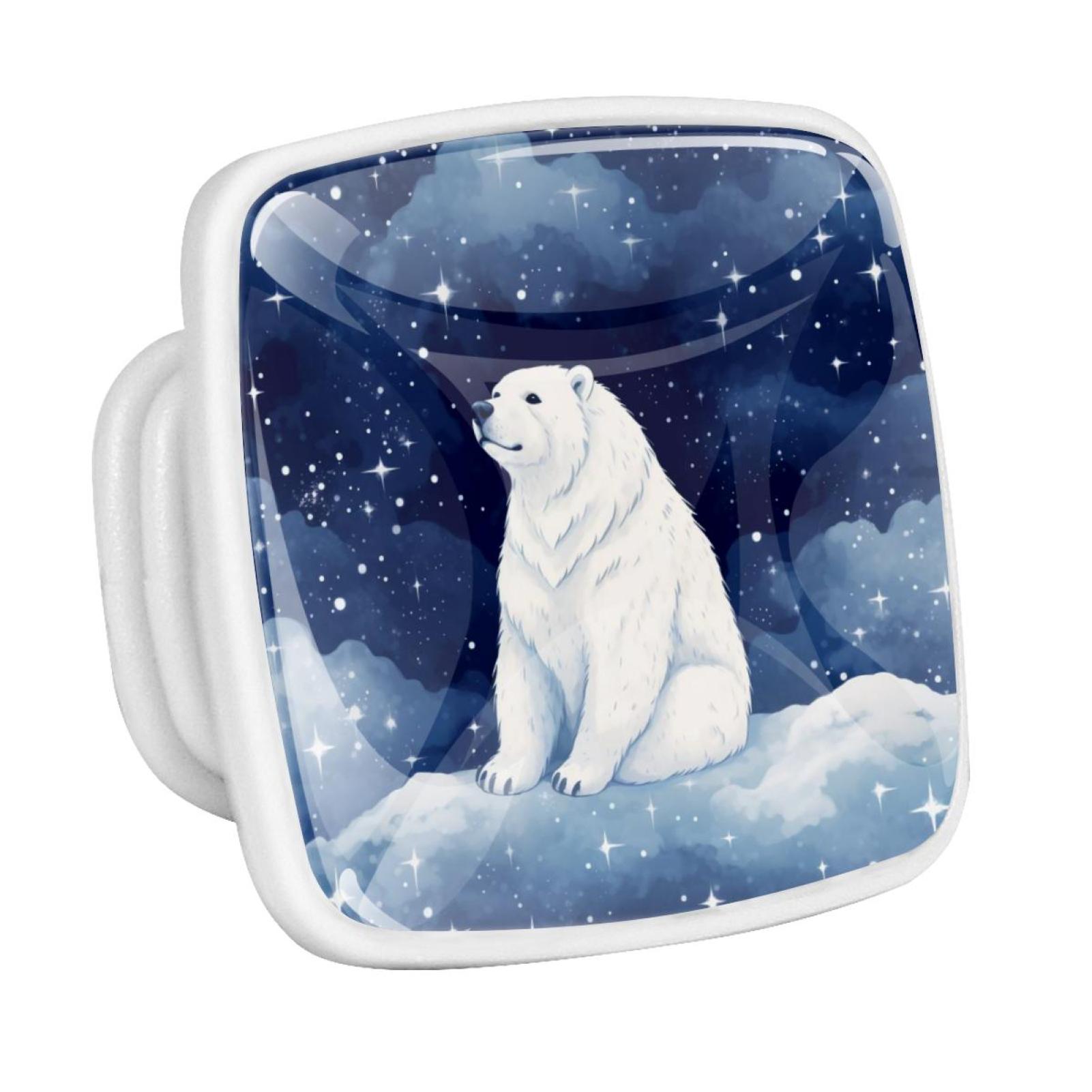 Starry Polar Bear Fluorescent Drawer Pulls with Screws Square 4-Pack ...