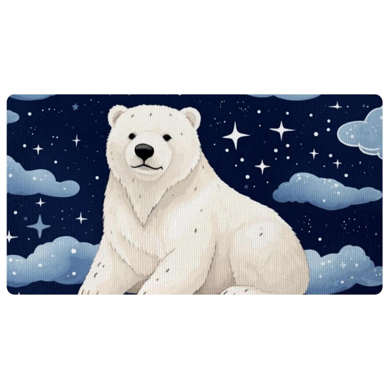 Starry Polar Bear Kitchen Rug, Washable Kitchen Rugs , Runner Mat for ...