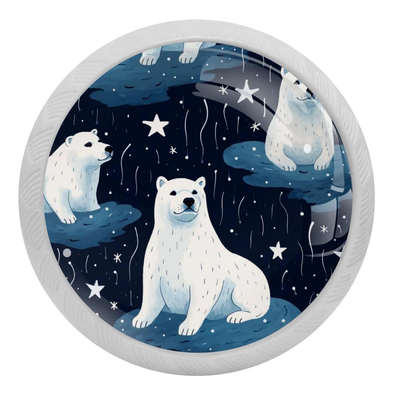 Starry Polar Bear Pattern 4PCS Cabinet Knobs Pulls Fluorescent Drawer ...