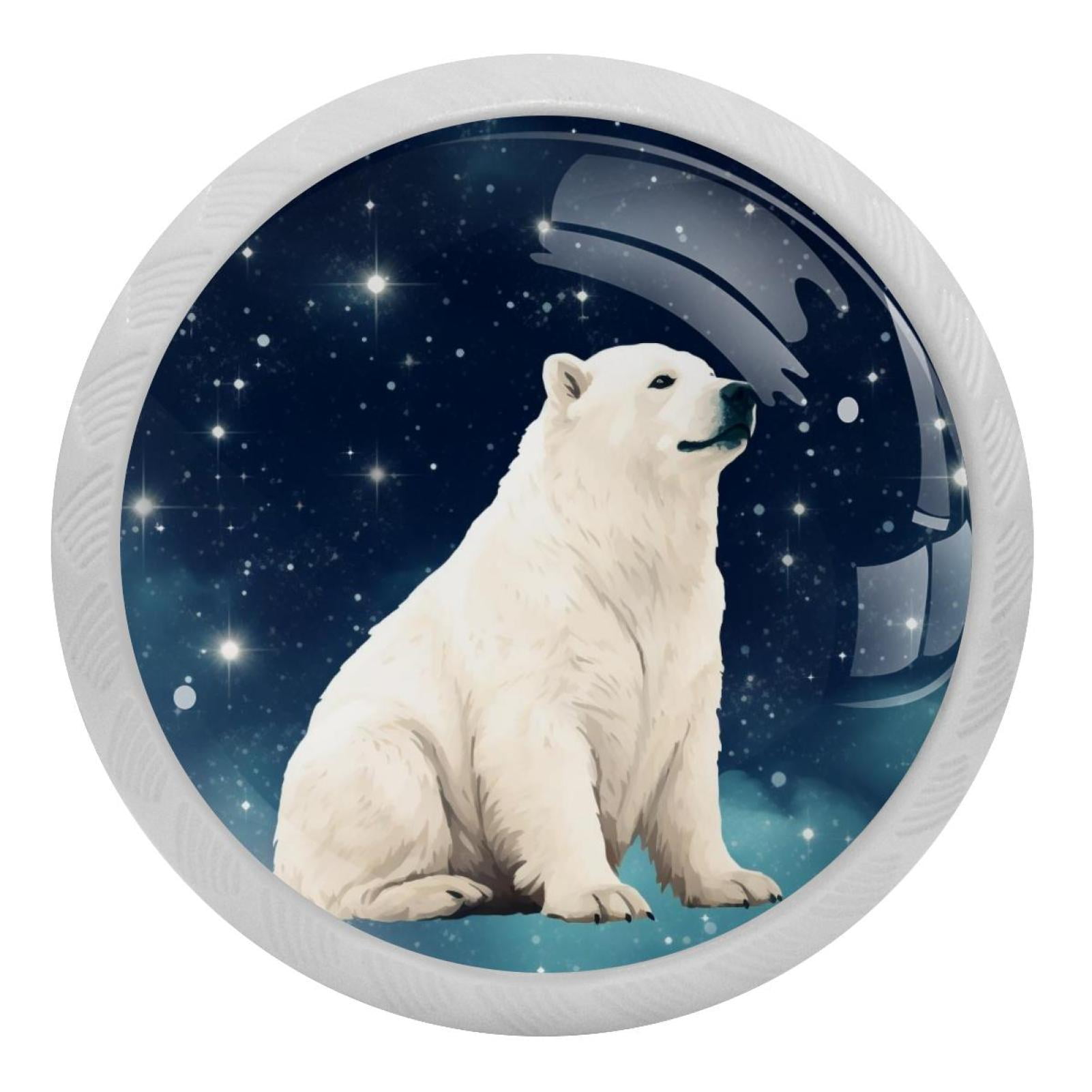 Starry Polar Bear Pattern 4PCS Cabinet Knobs Pulls Fluorescent Drawer ...