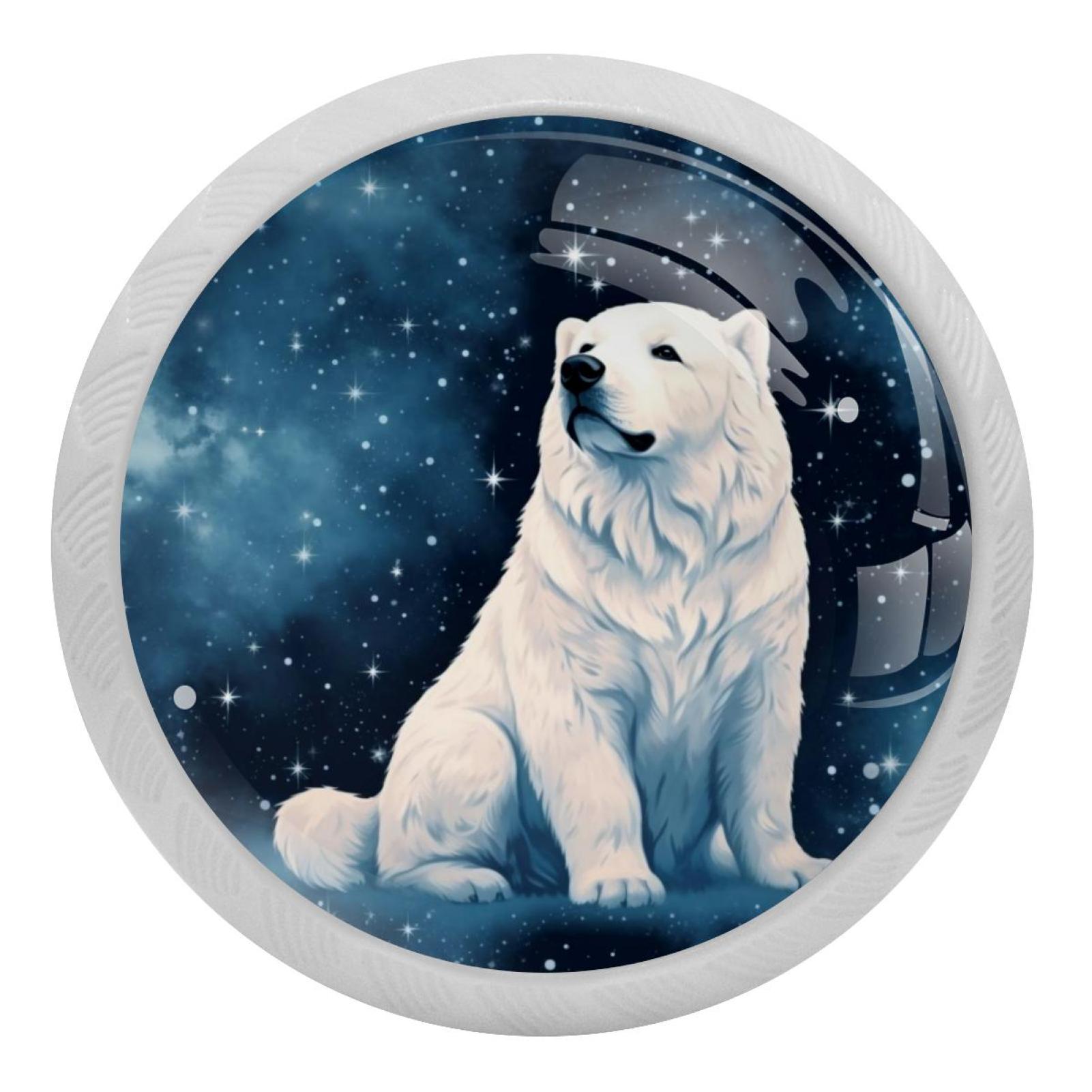 Starry Polar Bear Pattern 4PCS Cabinet Knobs Pulls Fluorescent Drawer ...
