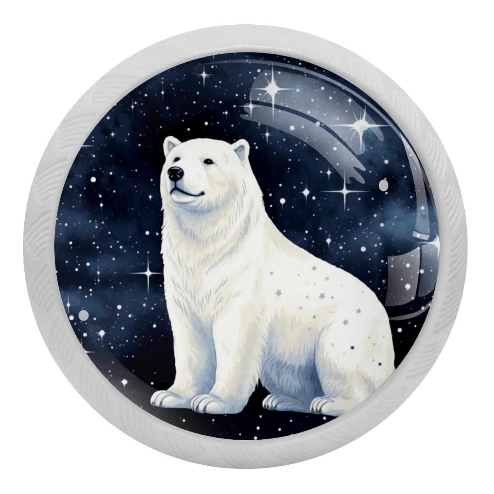 Starry Polar Bear Pattern 4PCS Cabinet Knobs Pulls Fluorescent Drawer ...