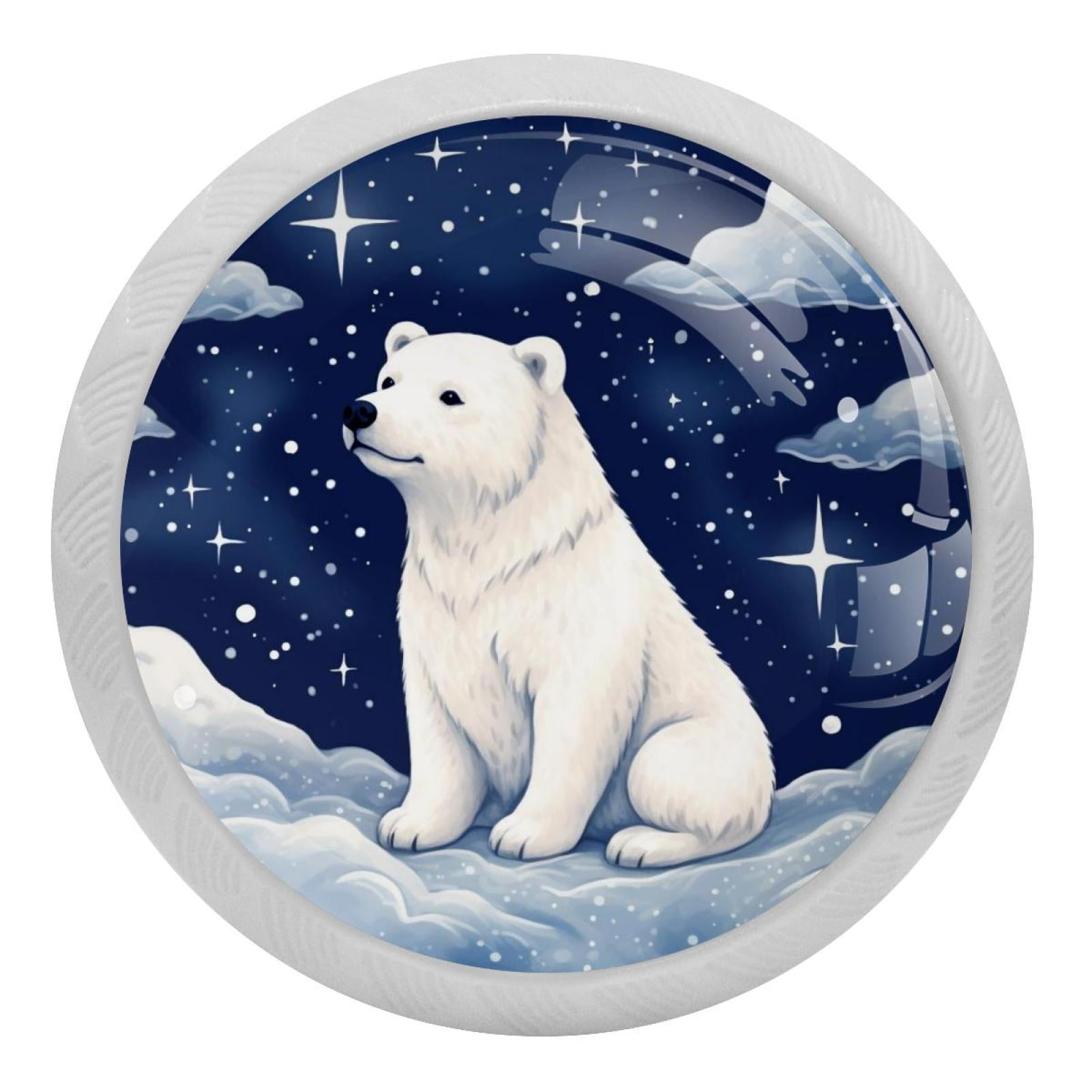 Starry Polar Bear Pattern 4PCS Cabinet Knobs Pulls Fluorescent Drawer ...