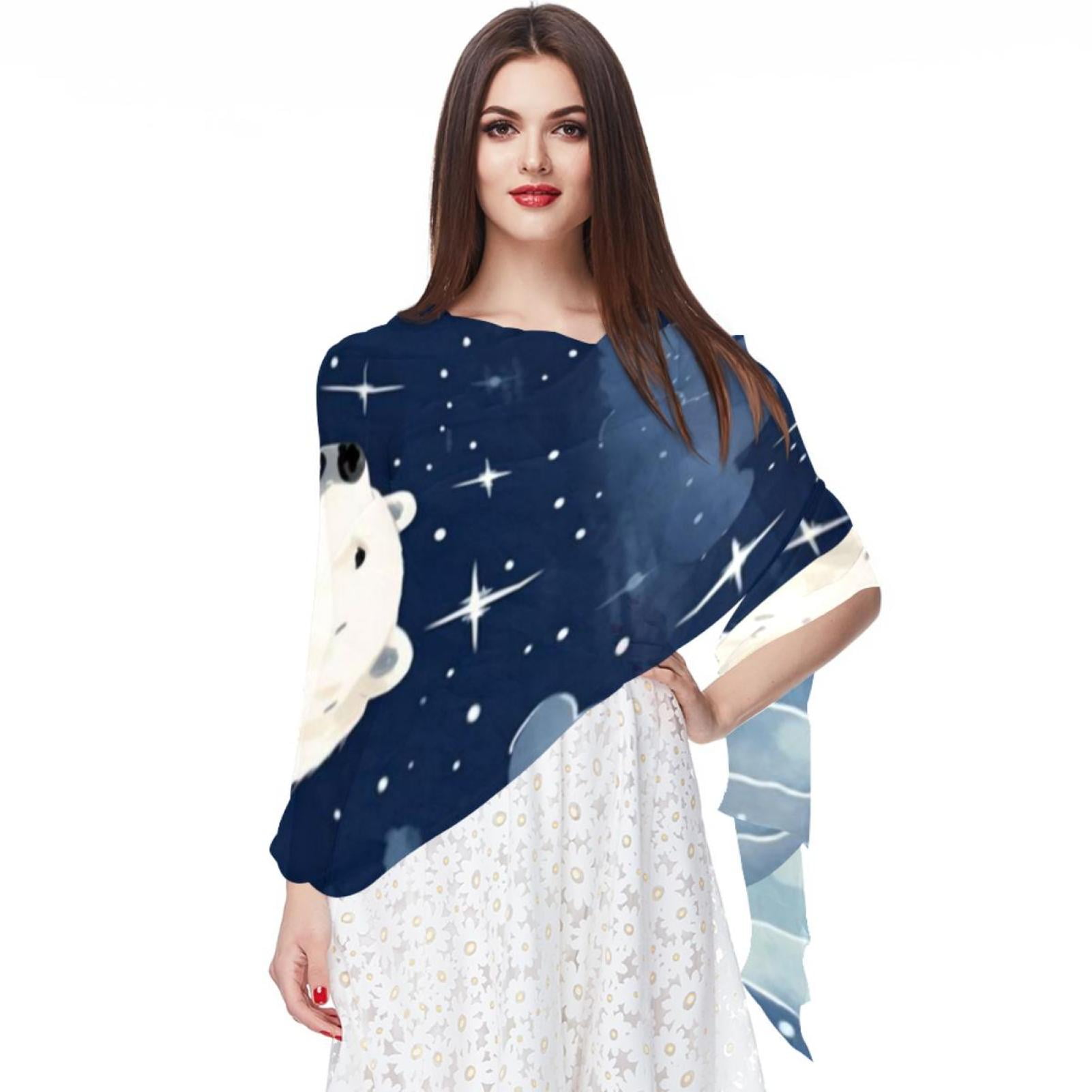 Starry Polar Bear Translucent Light and Breathable Chiffon Silk Scarf ...
