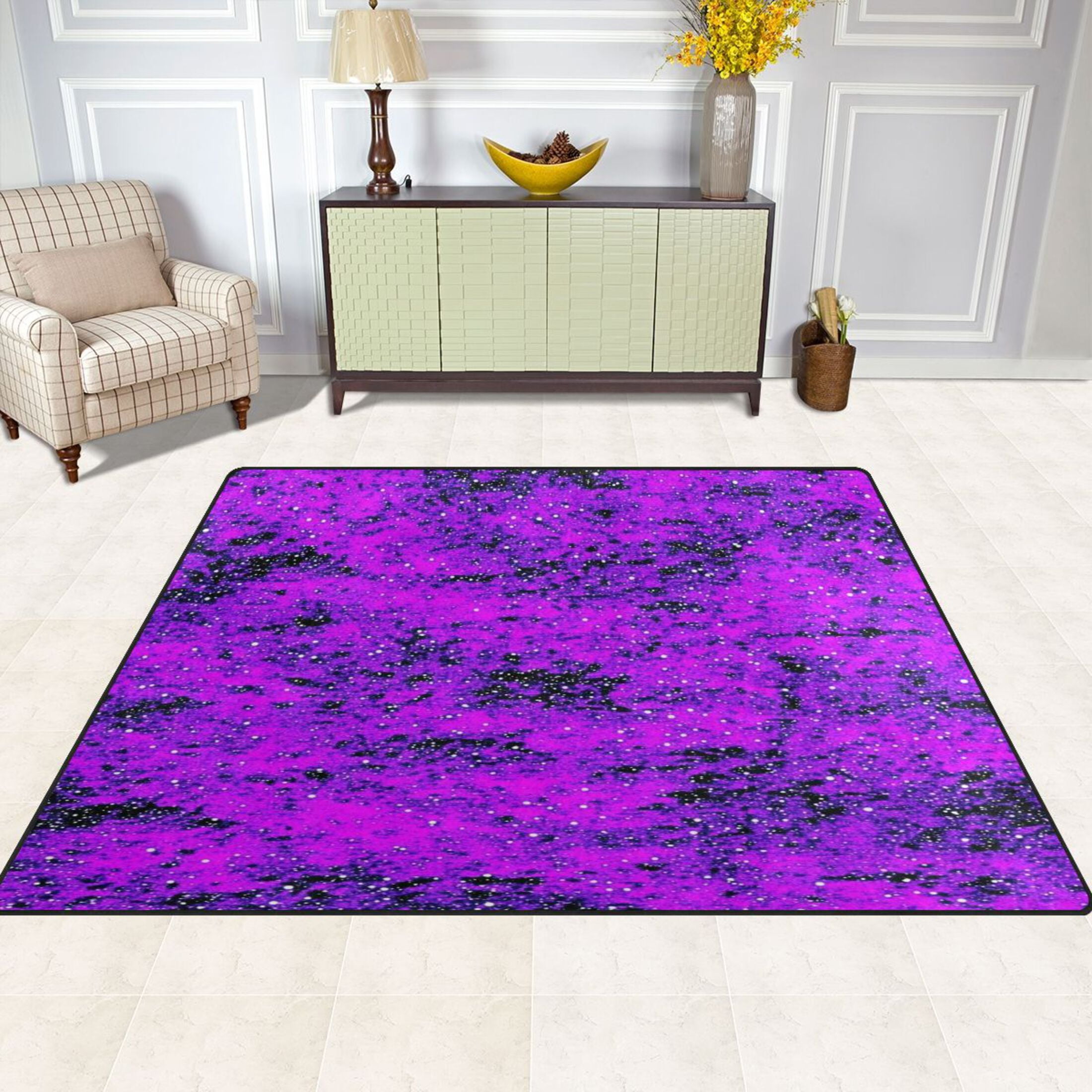 Starry Purple Night Sky 80''x58'' Extra Large Plush Memory Foam Rug ...