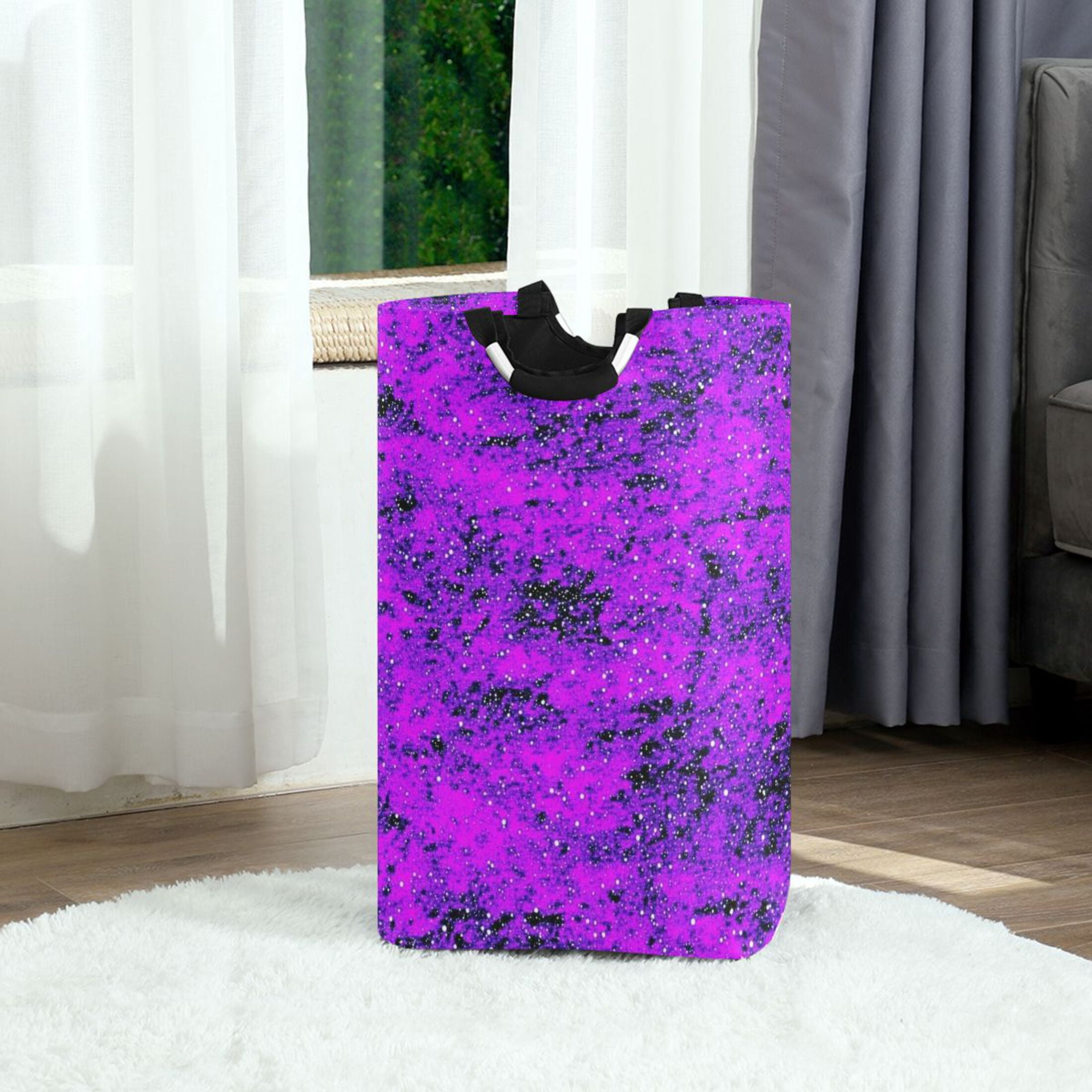 Starry Purple Night Sky Foldable Laundry Hamper 12.6x11x22.7in with ...