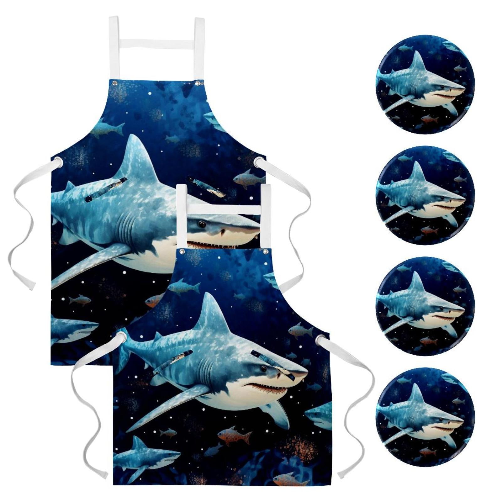 Starry Shark 2 Pack Waterproof Apron with Pockets and Badge - Button ...