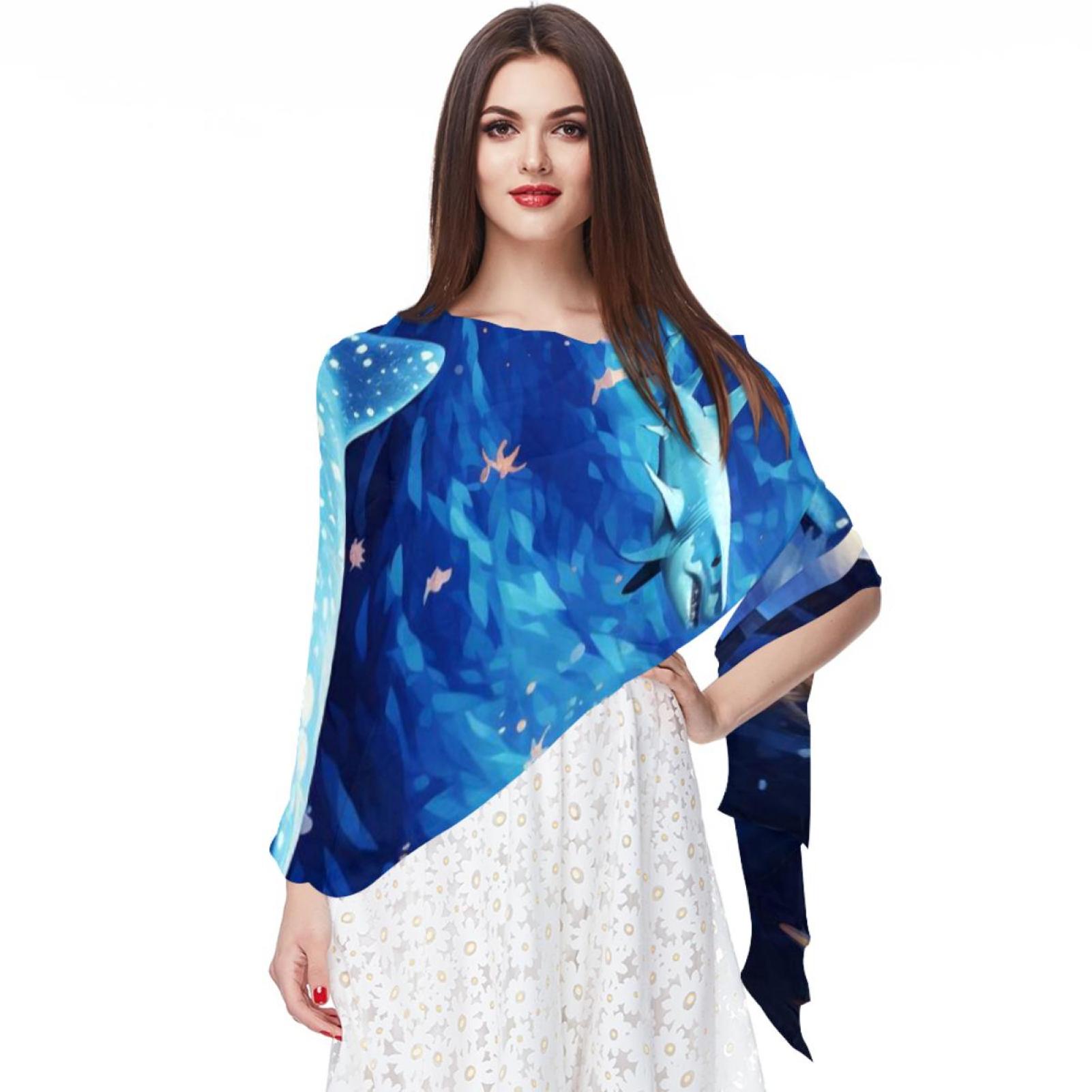 Starry Shark Chic Chiffon Yarn Head Scarf - Translucent Light and ...