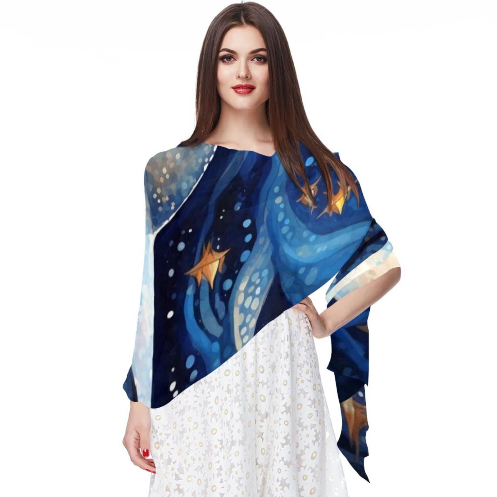 Starry Shark Chic Chiffon Yarn Head Scarf - Translucent Light and ...