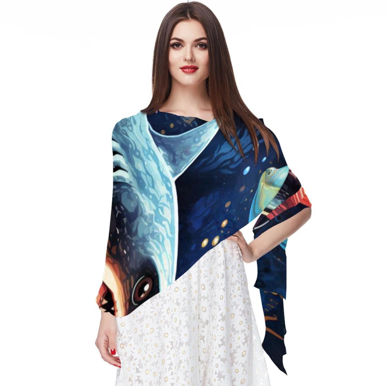 Starry Shark Elegant Chiffon Yarn Silk Scarf for Women - Translucent ...