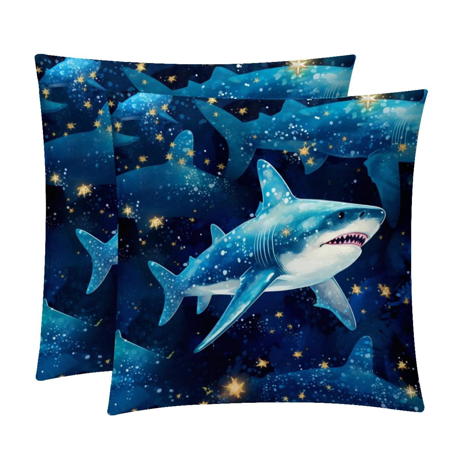 Starry Shark Elegant Velvet Bed Pillow Covers Set - Decorative Pillows ...