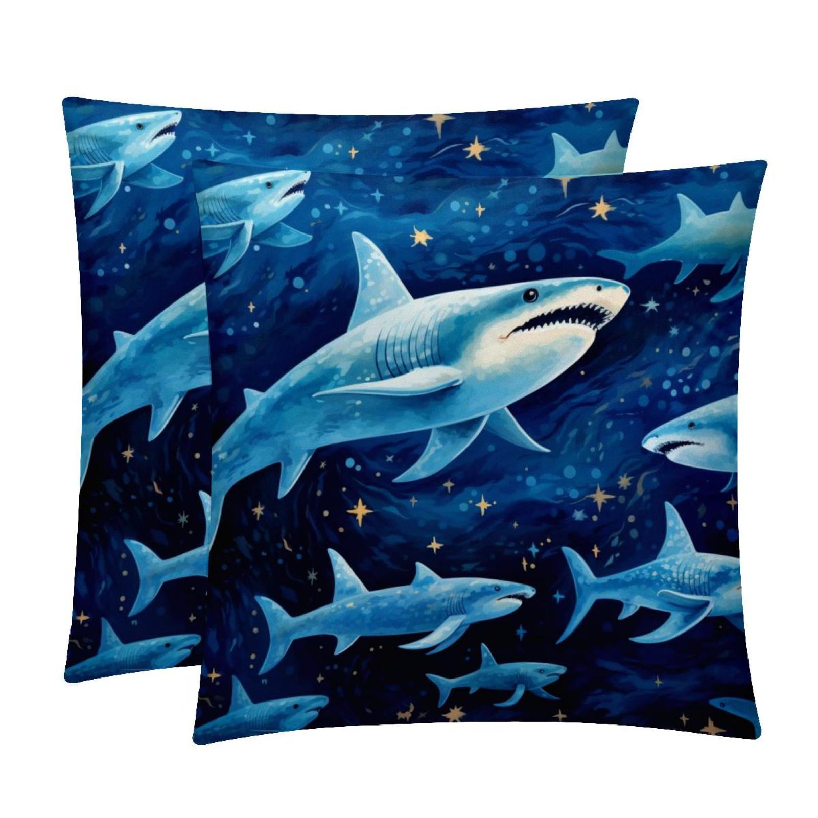 Starry Shark Elegant Velvet Bed Pillow Covers Set - Decorative Pillows ...