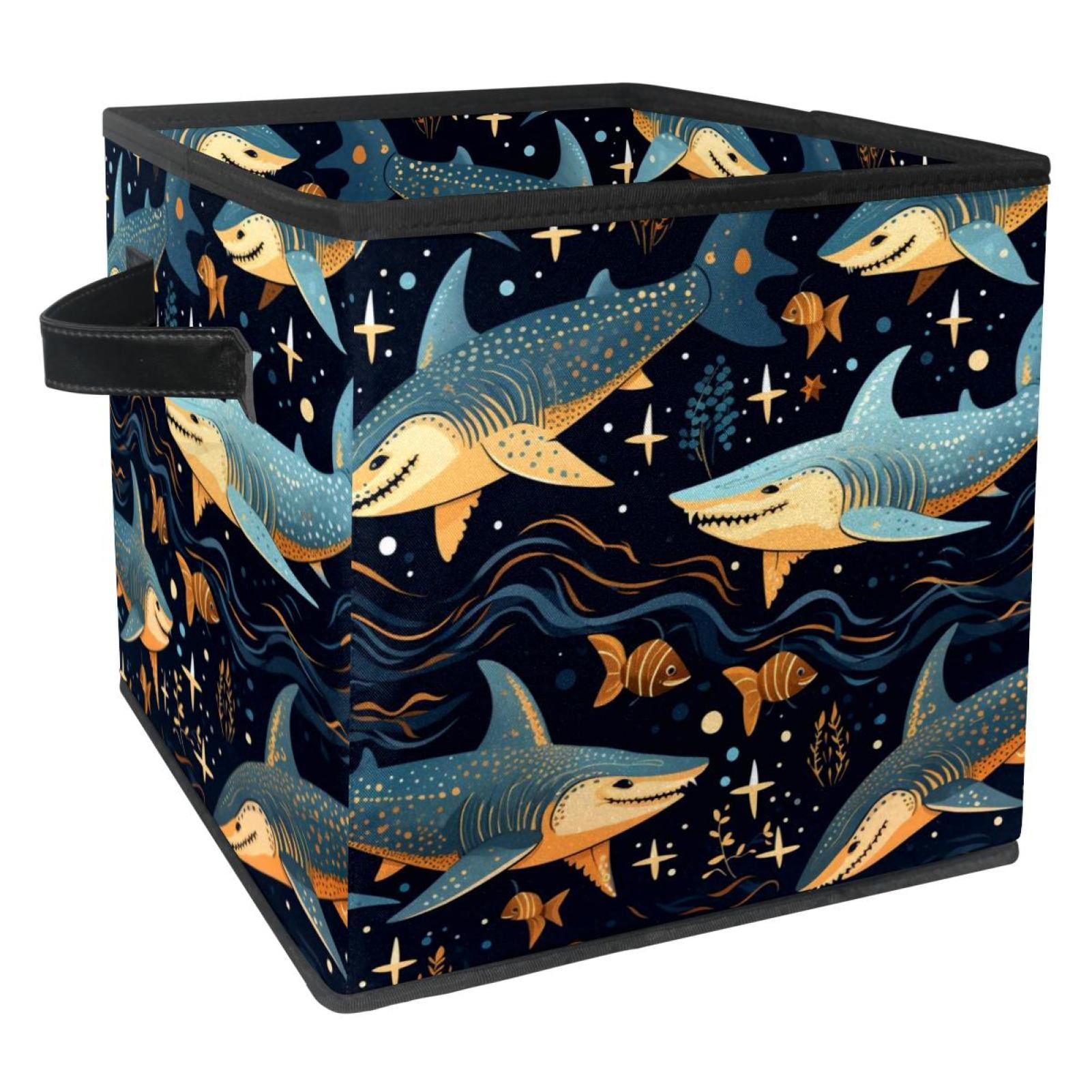 Starry Shark Foldable Clothes Storage Baskets with Handle - 10.8"x10.5 ...