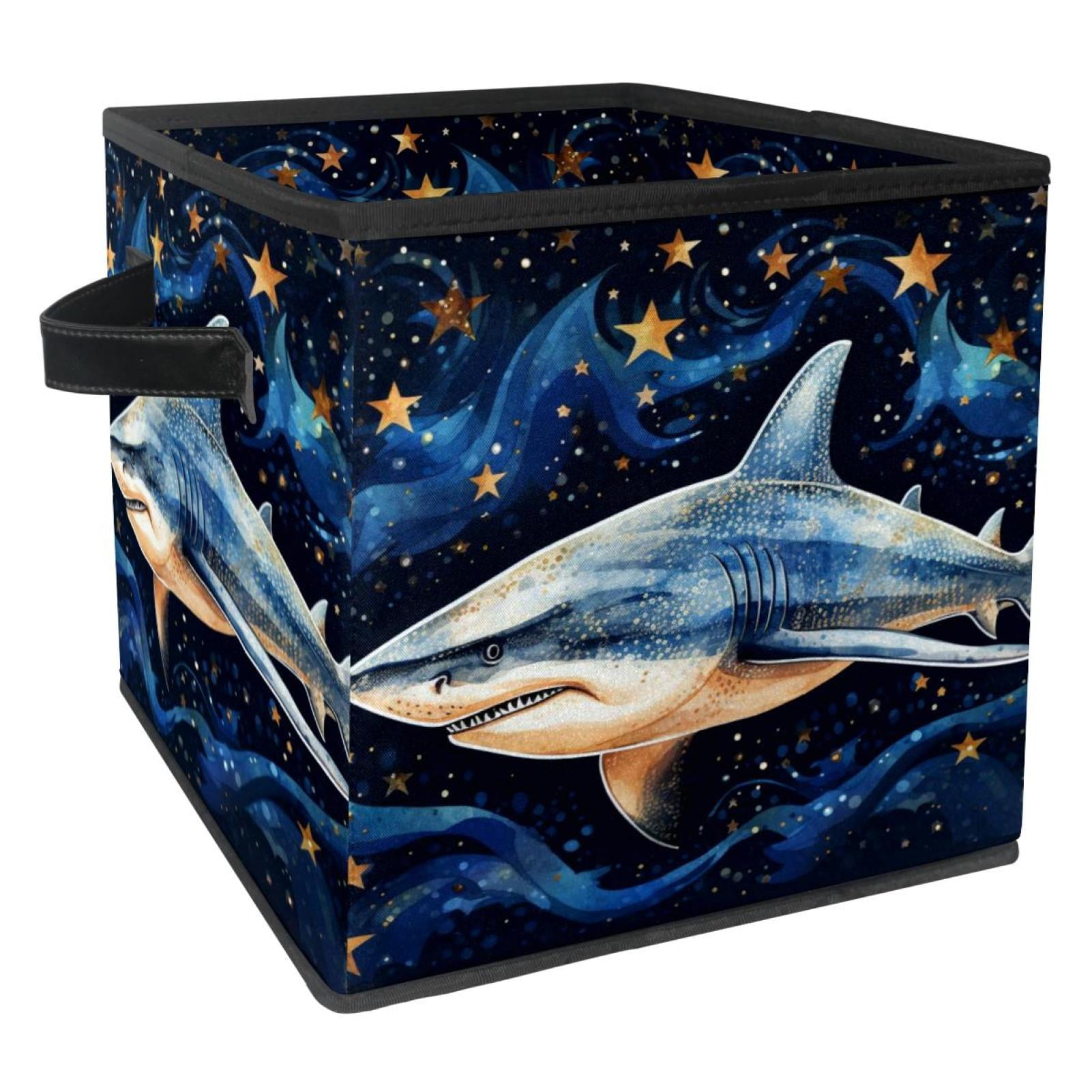 Starry Shark Foldable Cube Organizer Storage Basket with Handle, 10.8 ...