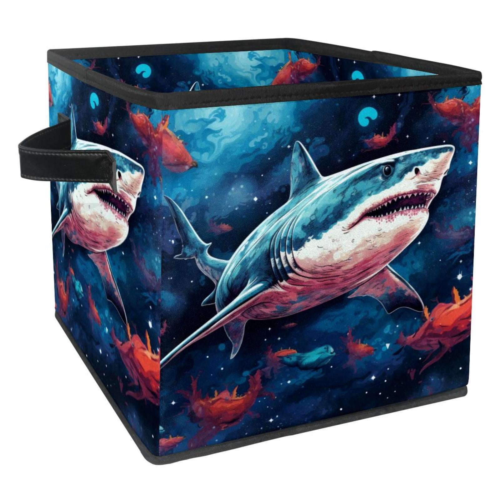Starry Shark Foldable Storage Bin with Handle, 10.8"x10.5"x10.6", Large ...