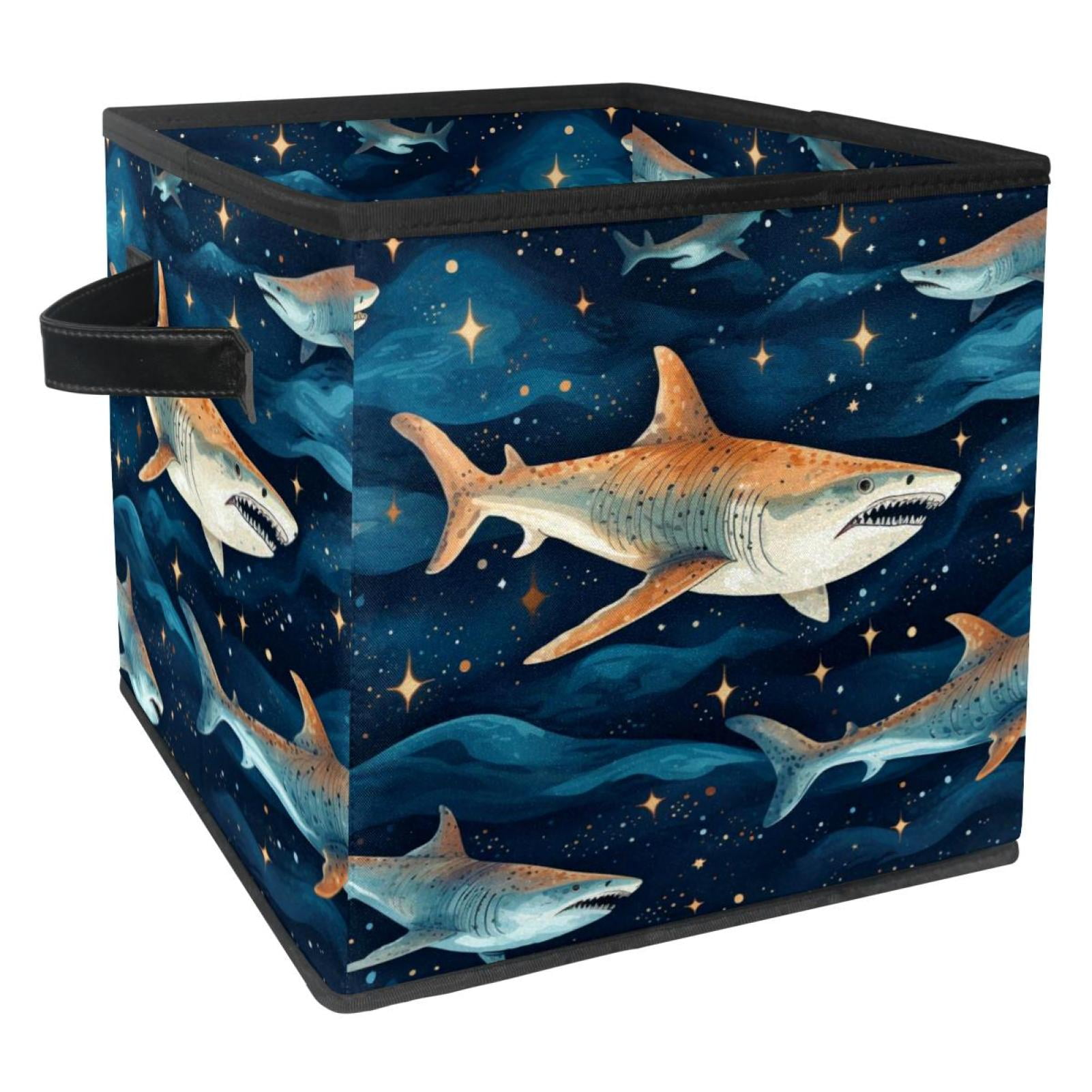 Starry Shark Foldable Storage Box with Handle, 10.8"x10.5"x10.6", Large ...