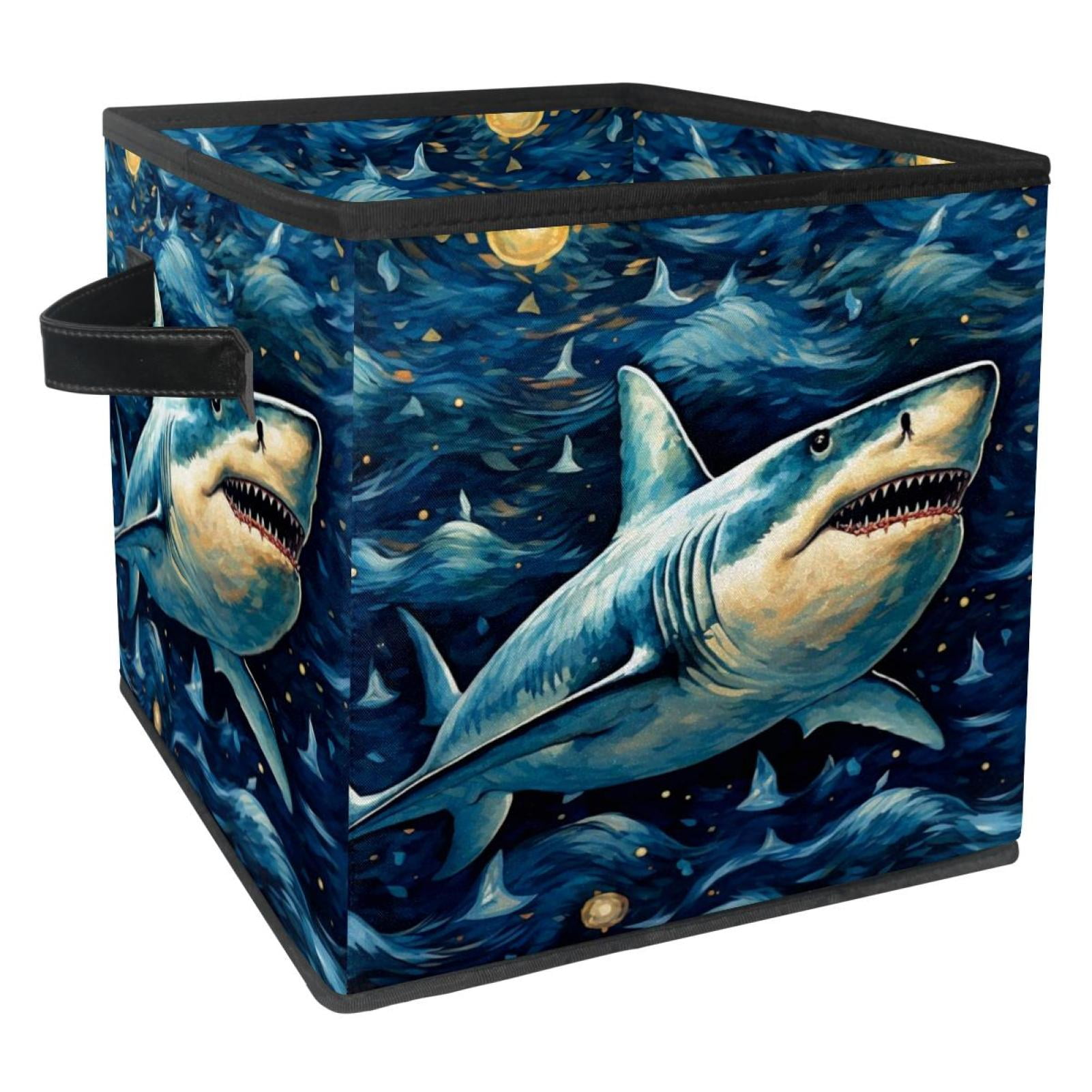 Starry Shark Foldable Toy Box with Handle, 10.8"x10.5"x10.6", Large ...