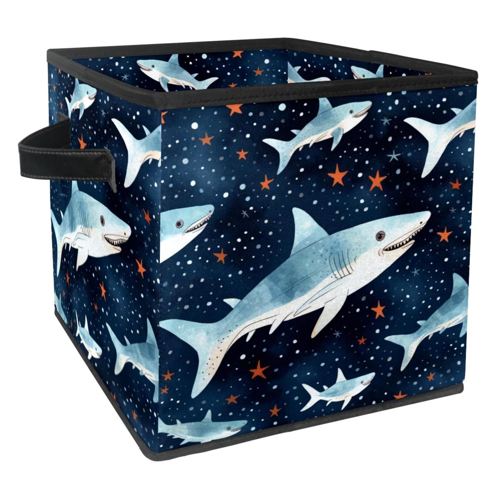 Starry Shark Foldable Toy Box with Handle, 10.8"x10.5"x10.6", Large ...