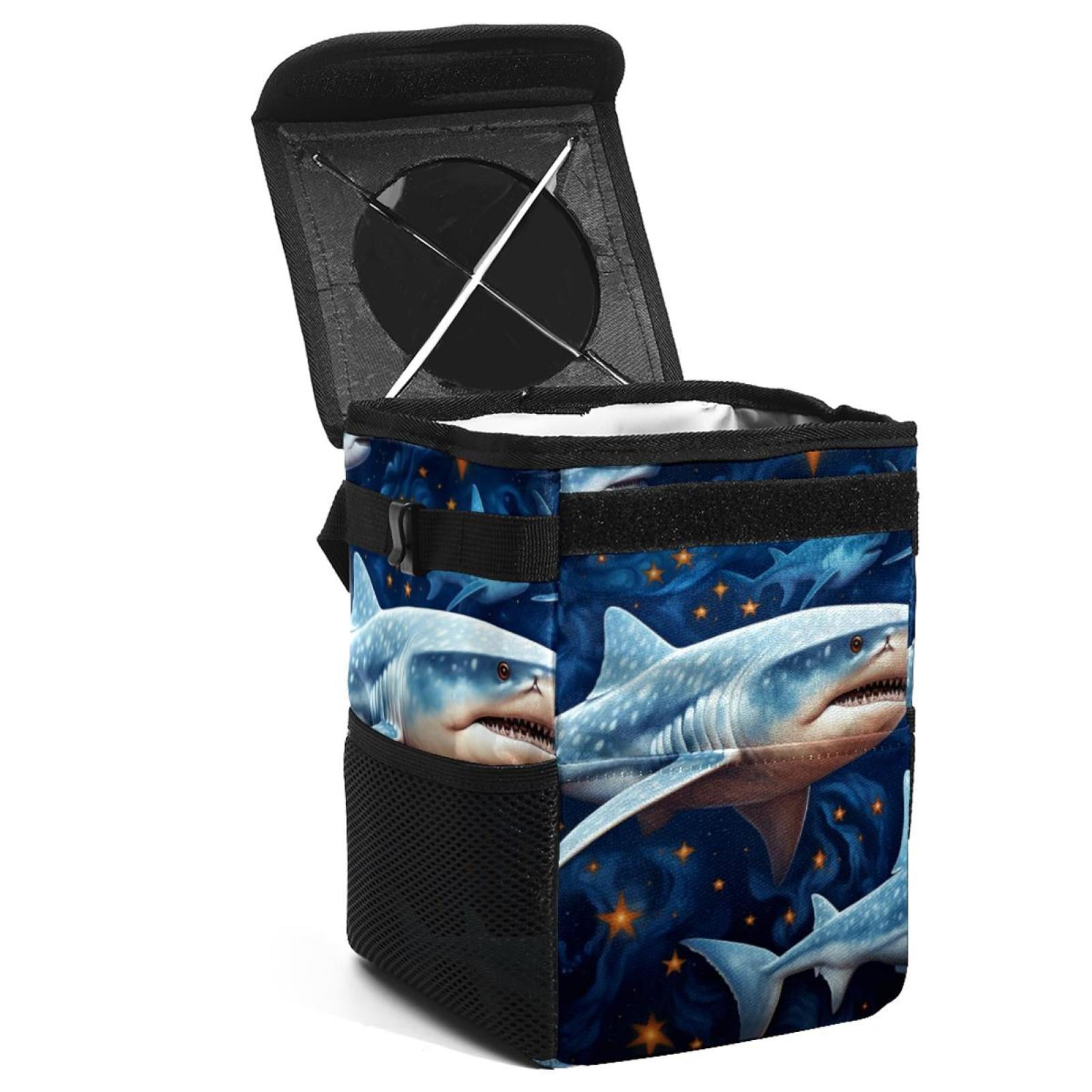 Starry Shark Foldable, with Lid, Leak-proof, Hanging Car Trash Can ...