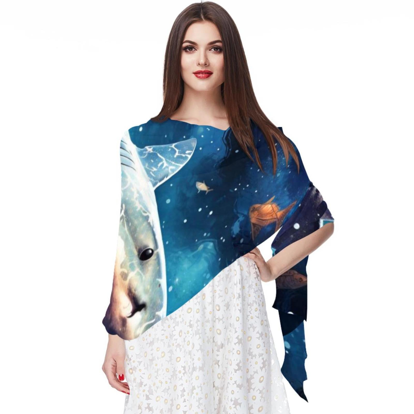 Starry Shark Light and Breathable Chiffon Yarn Silk scarf for Women ...